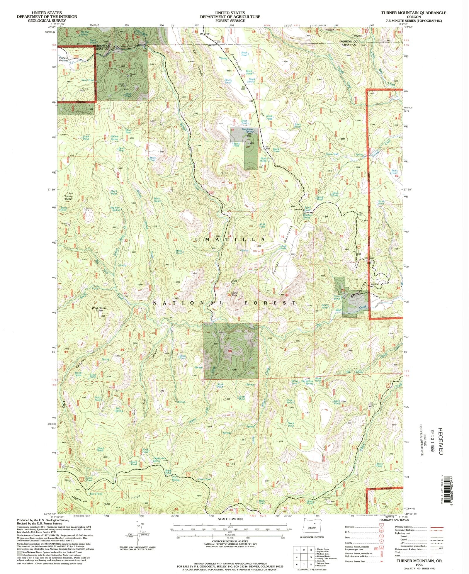 Classic USGS Turner Mountain Oregon 7.5'x7.5' Topo Map – MyTopo Map Store