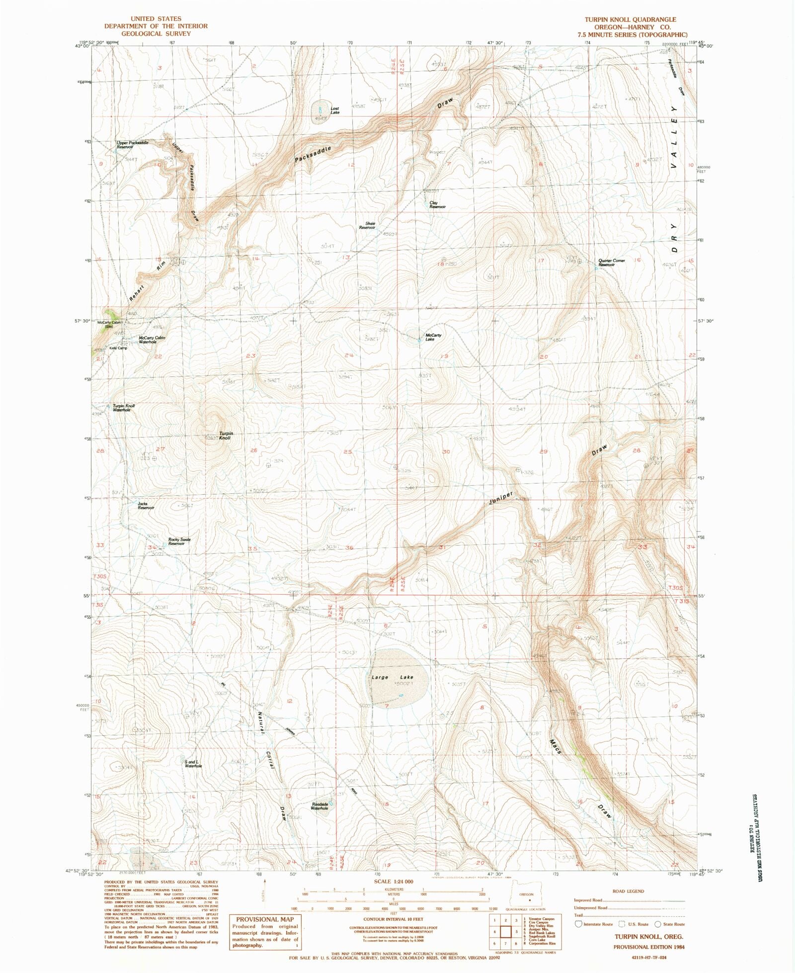 Classic USGS Turpin Knoll Oregon 7.5'x7.5' Topo Map – MyTopo Map Store