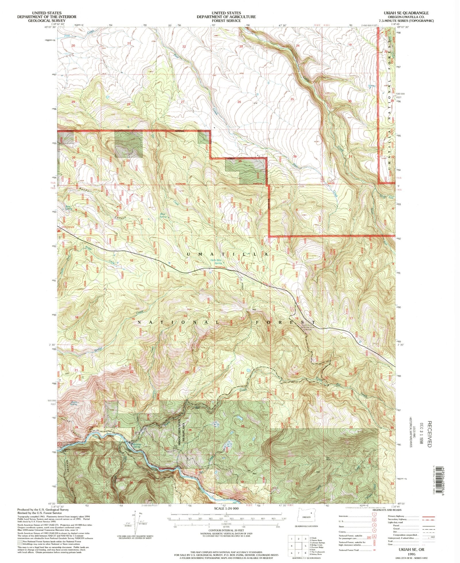 Classic USGS Ukiah SE Oregon 7.5'x7.5' Topo Map – MyTopo Map Store