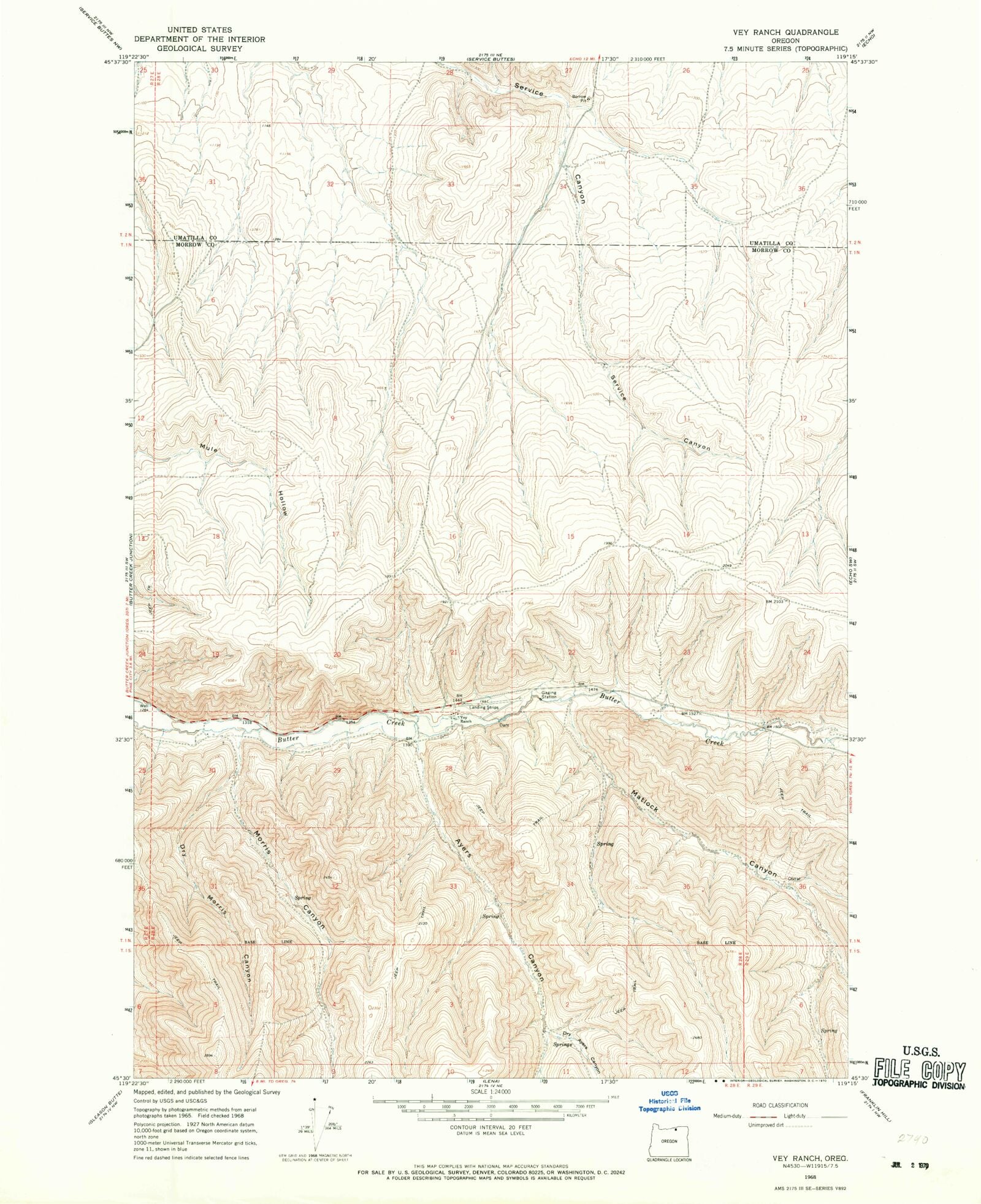 Classic USGS Vey Ranch Oregon 7.5'x7.5' Topo Map – MyTopo Map Store