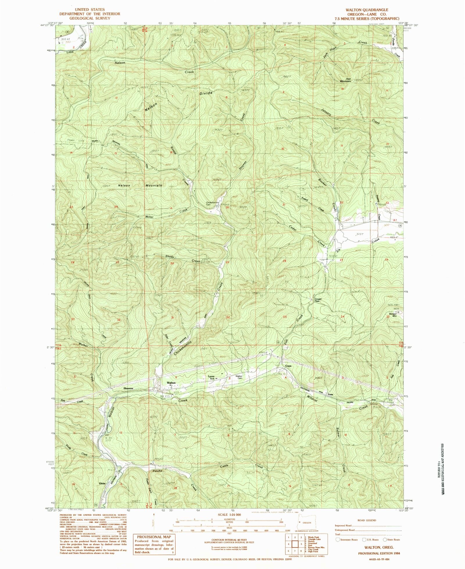 Classic USGS Walton Oregon 7.5'x7.5' Topo Map – MyTopo Map Store