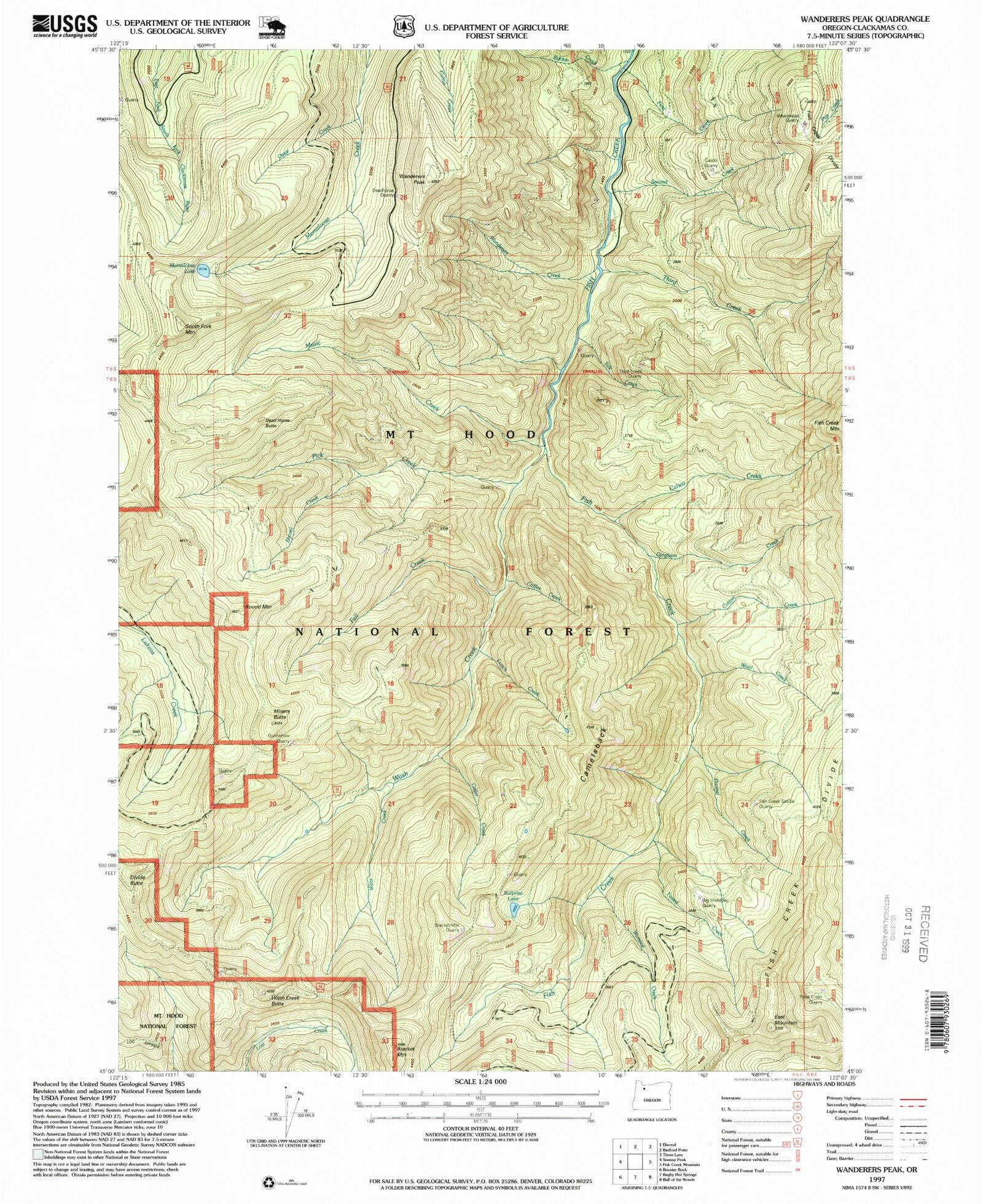 Classic USGS Wanderers Peak Oregon 7.5'x7.5' Topo Map – MyTopo Map Store