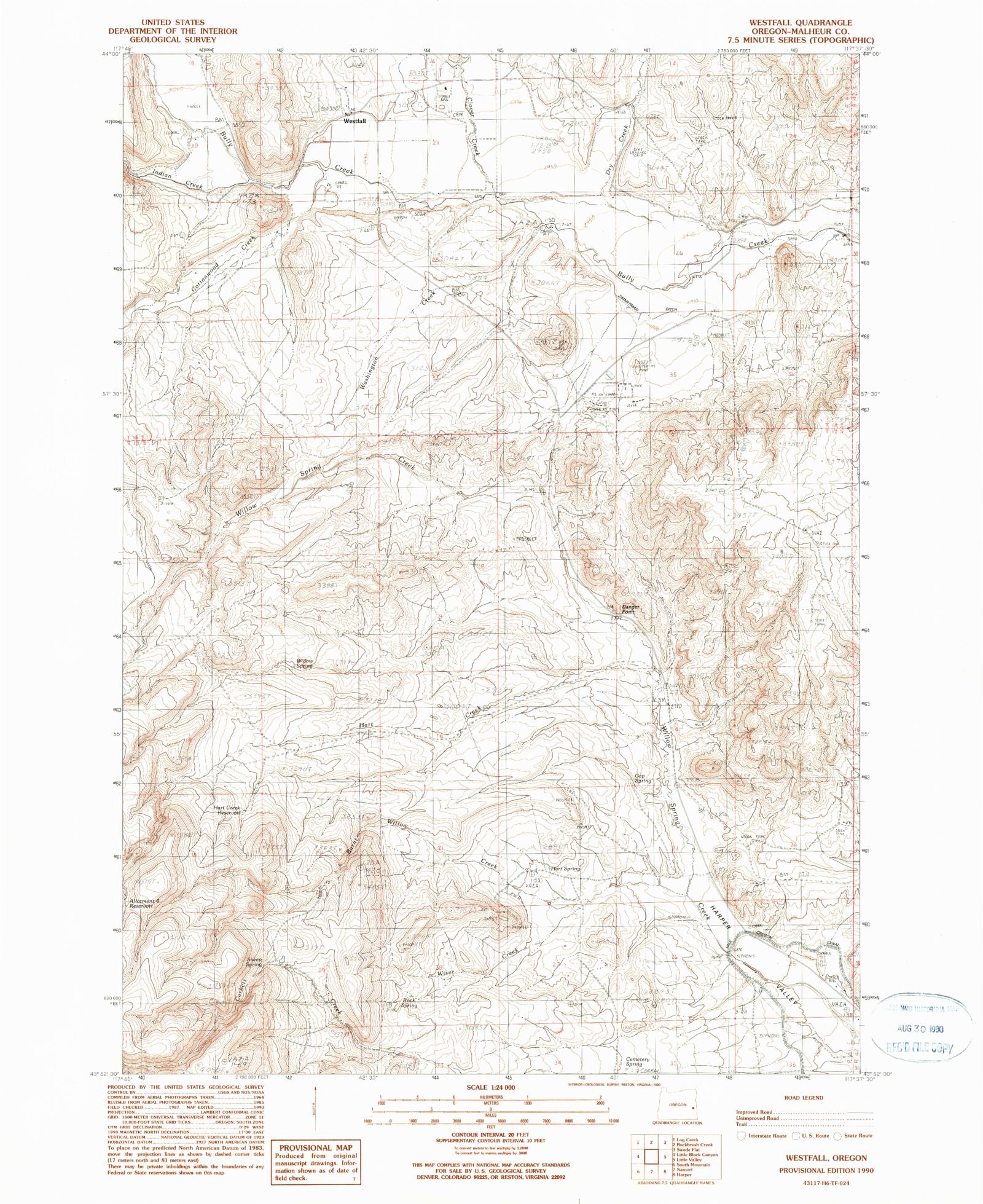 Classic USGS Westfall Oregon 7.5'x7.5' Topo Map – MyTopo Map Store