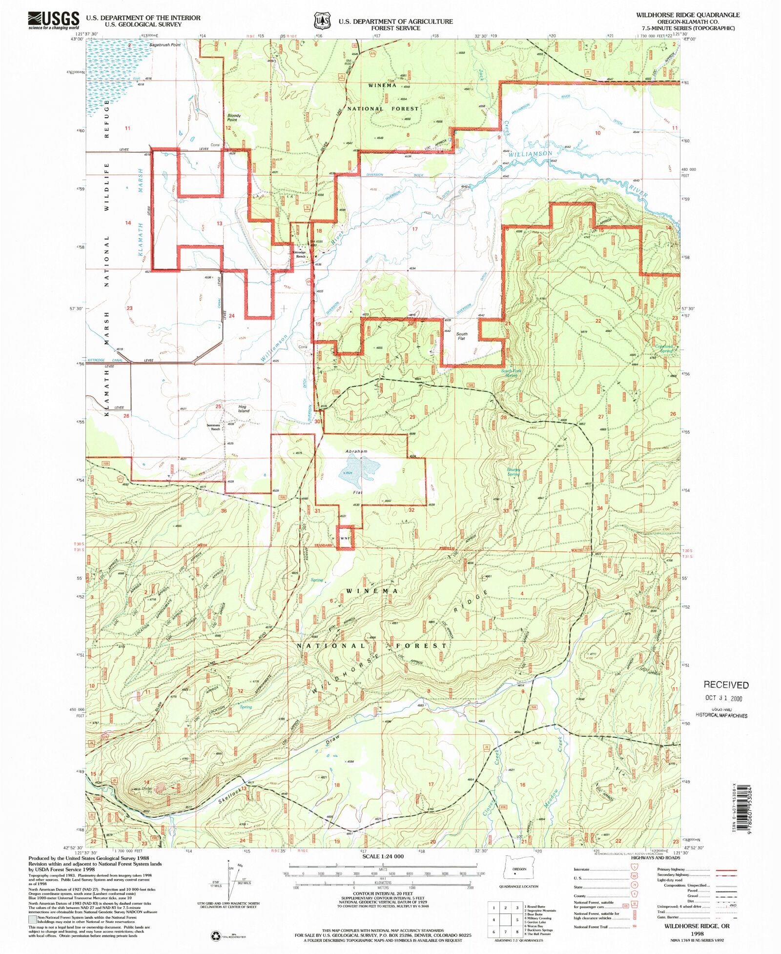 Classic USGS Wildhorse Ridge Oregon 7.5'x7.5' Topo Map – MyTopo Map Store