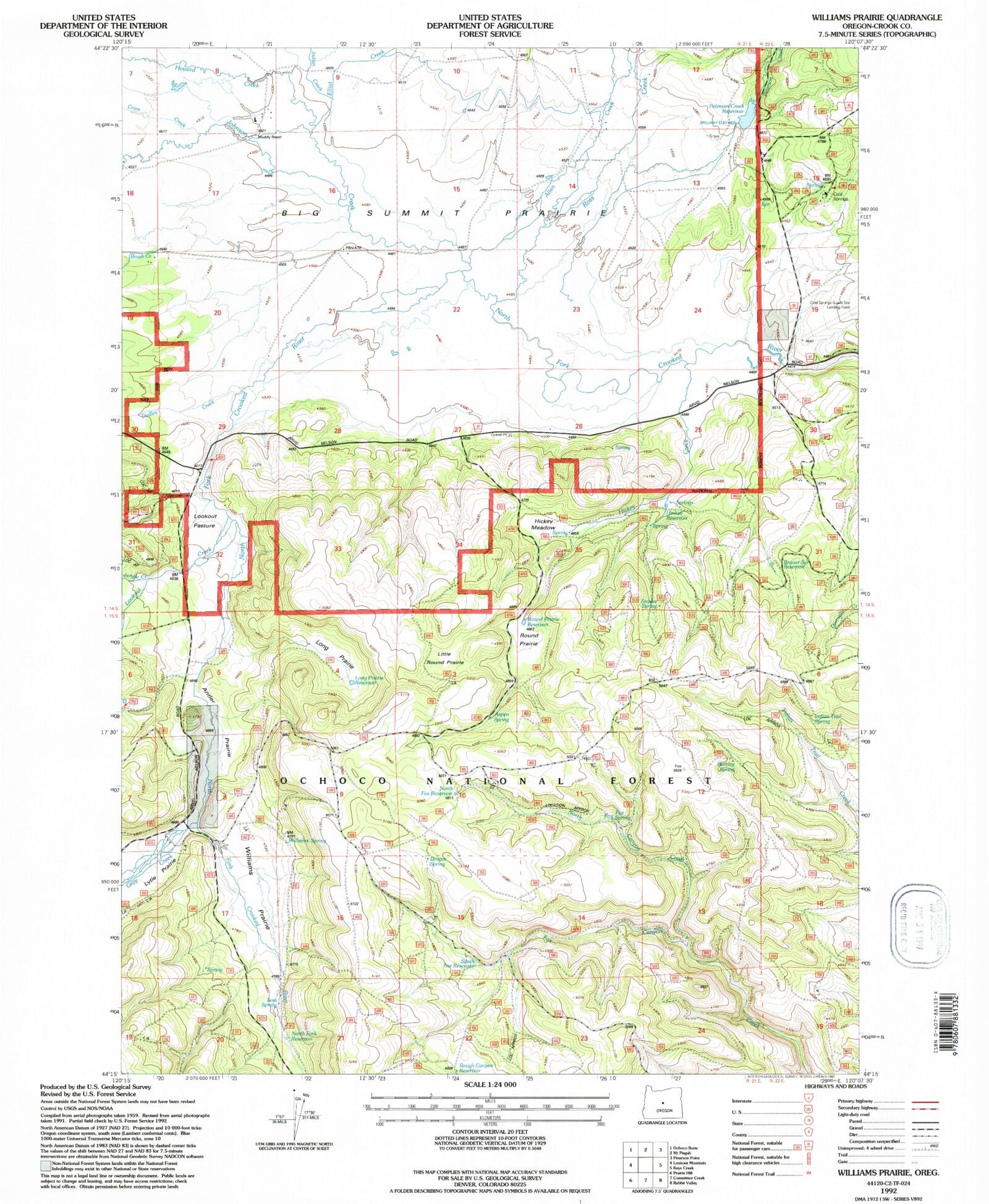 Classic USGS Williams Prairie Oregon 7.5'x7.5' Topo Map – MyTopo Map Store