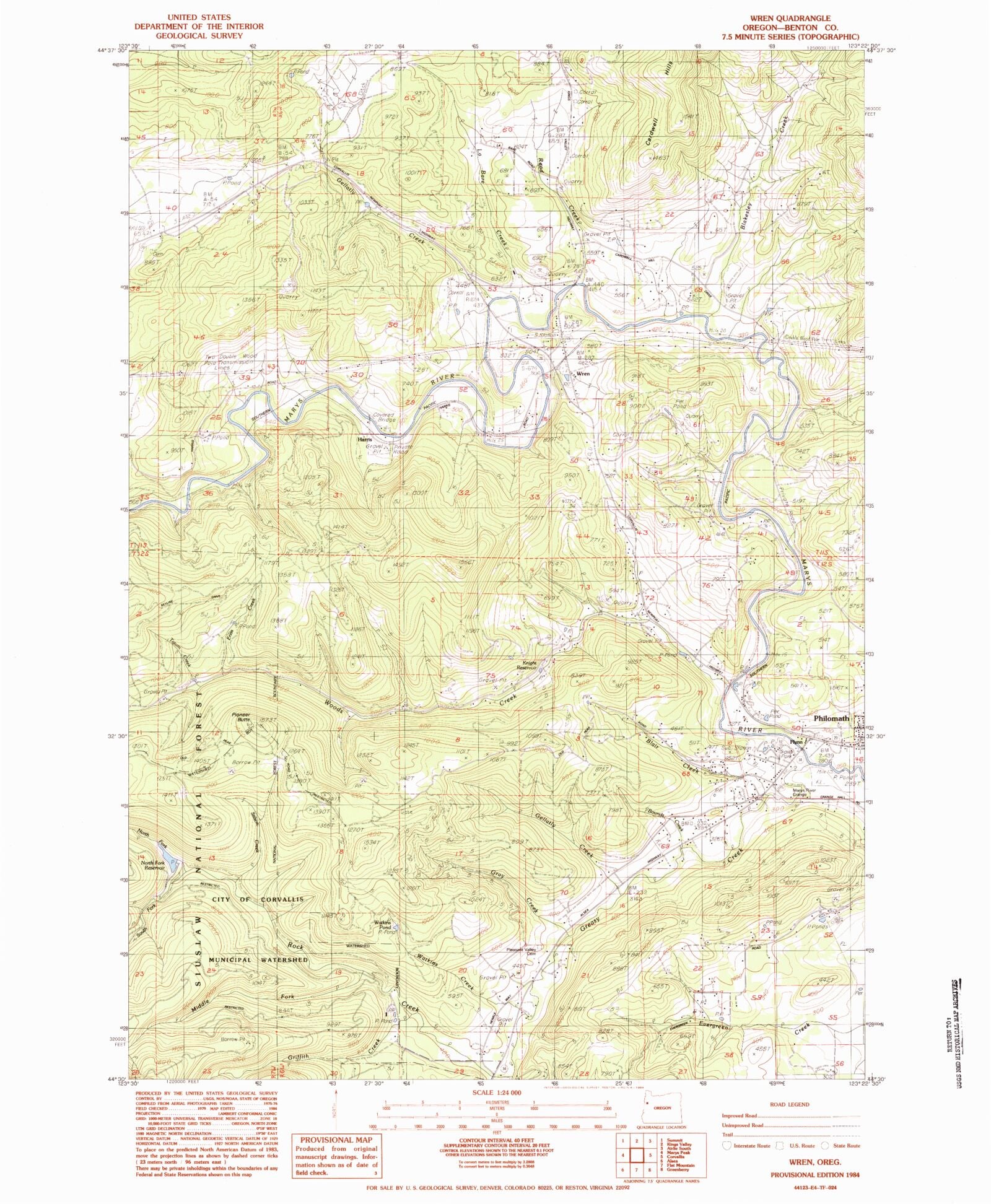 Classic USGS Wren Oregon 7.5'x7.5' Topo Map – MyTopo Map Store