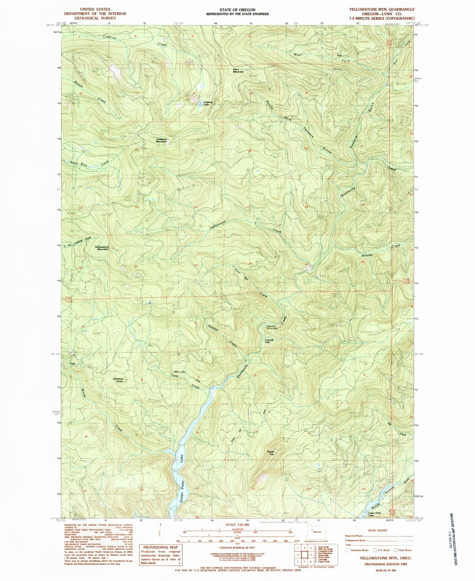 Classic USGS Yellowstone Mountain Oregon 7.5'x7.5' Topo Map – MyTopo ...
