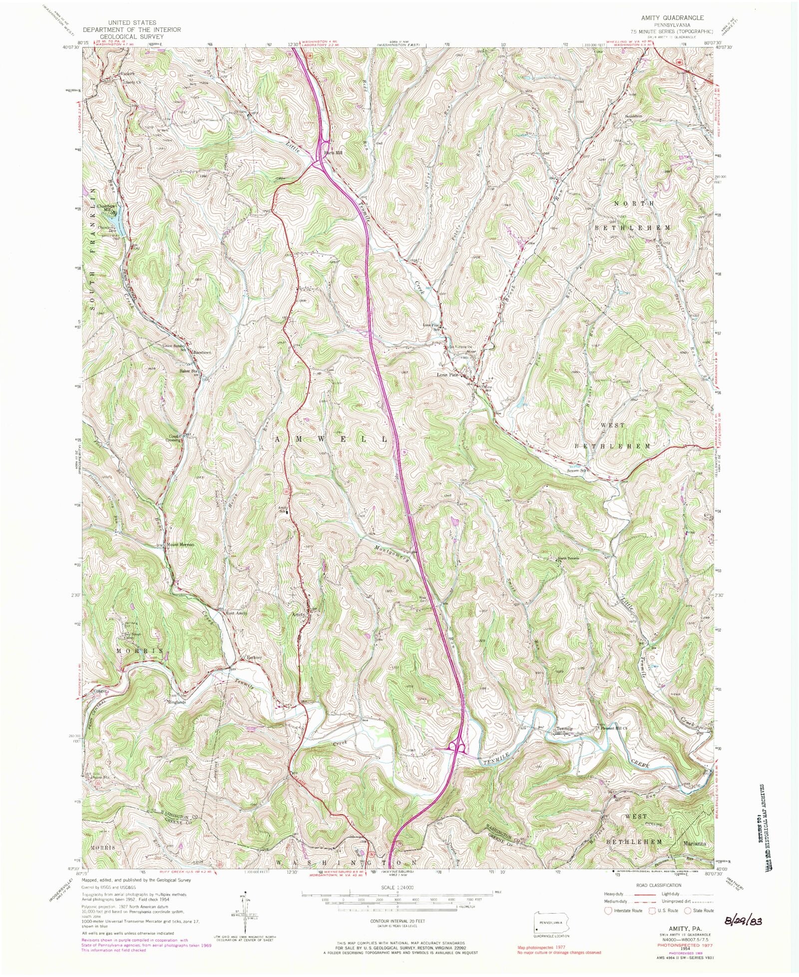 Classic USGS Amity Pennsylvania 7.5'x7.5' Topo Map – MyTopo Map Store