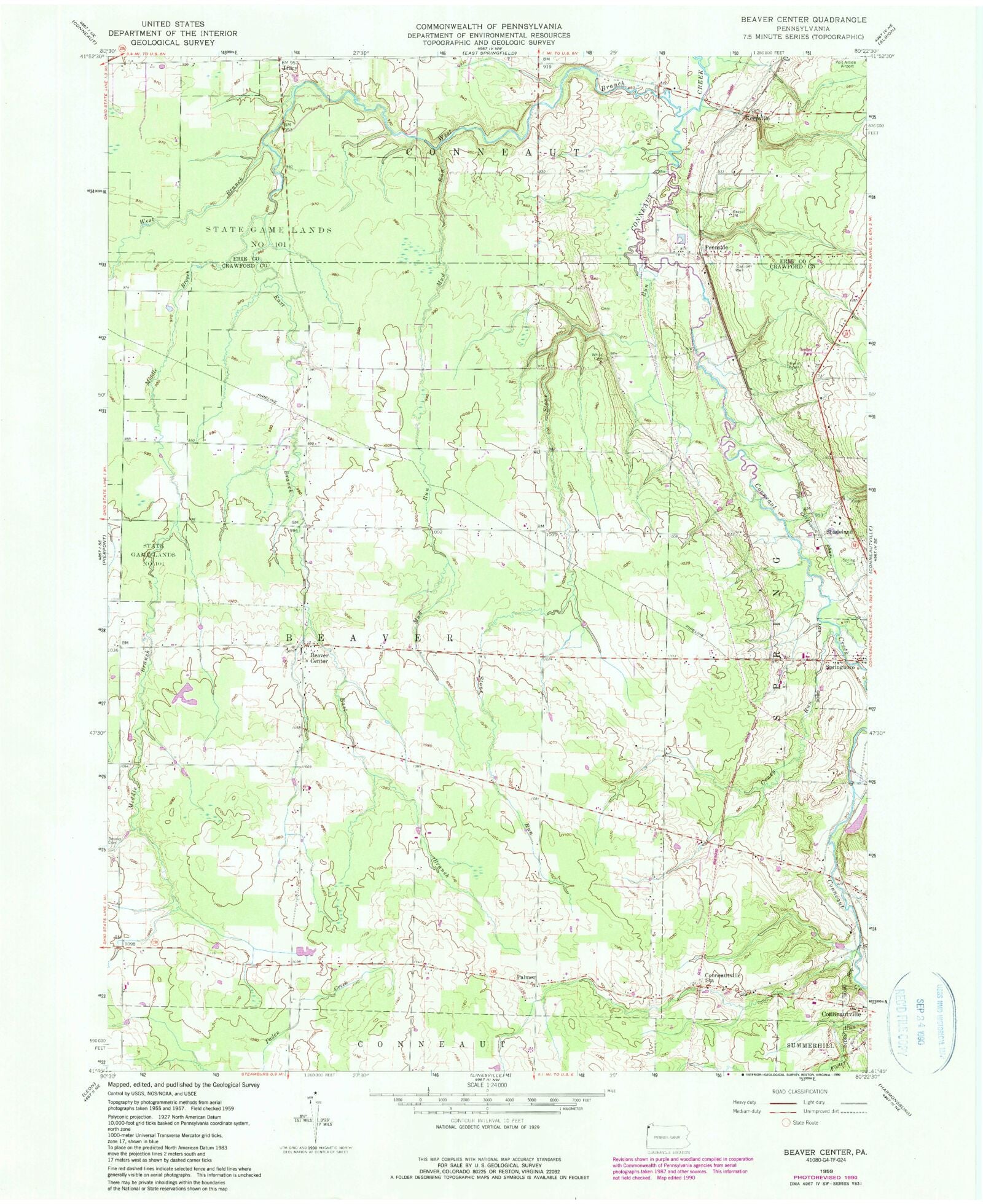 Classic USGS Beaver Center Pennsylvania 7.5'x7.5' Topo Map – MyTopo Map ...