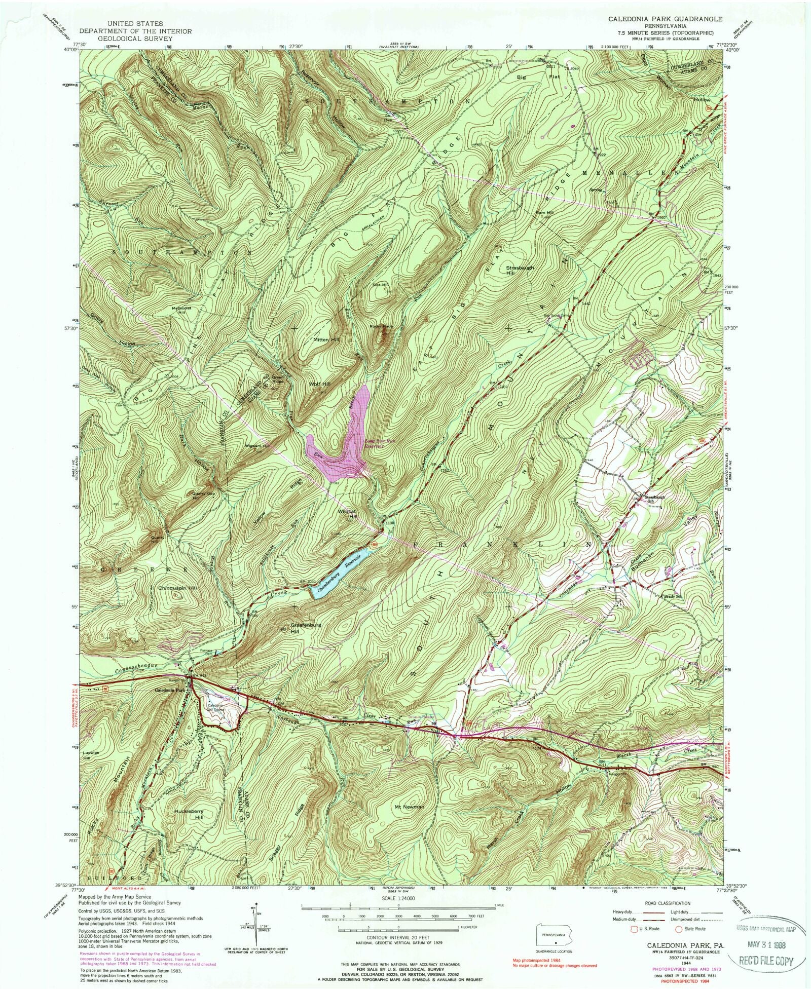 USGS Classic Caledonia Park Pennsylvania 7.5'x7.5' Topo Map – MyTopo ...