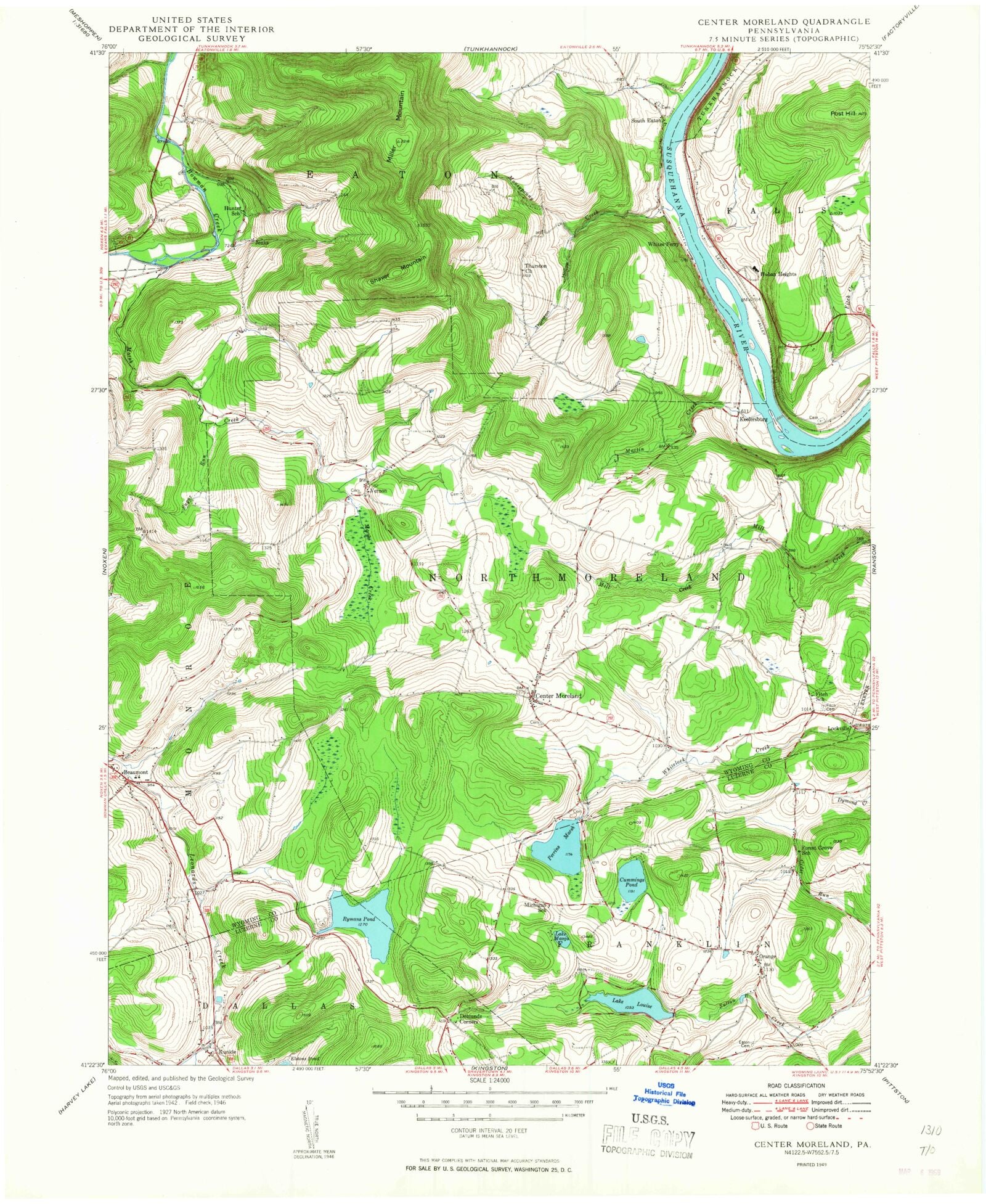 Classic USGS Center Moreland Pennsylvania 7.5'x7.5' Topo Map – MyTopo ...