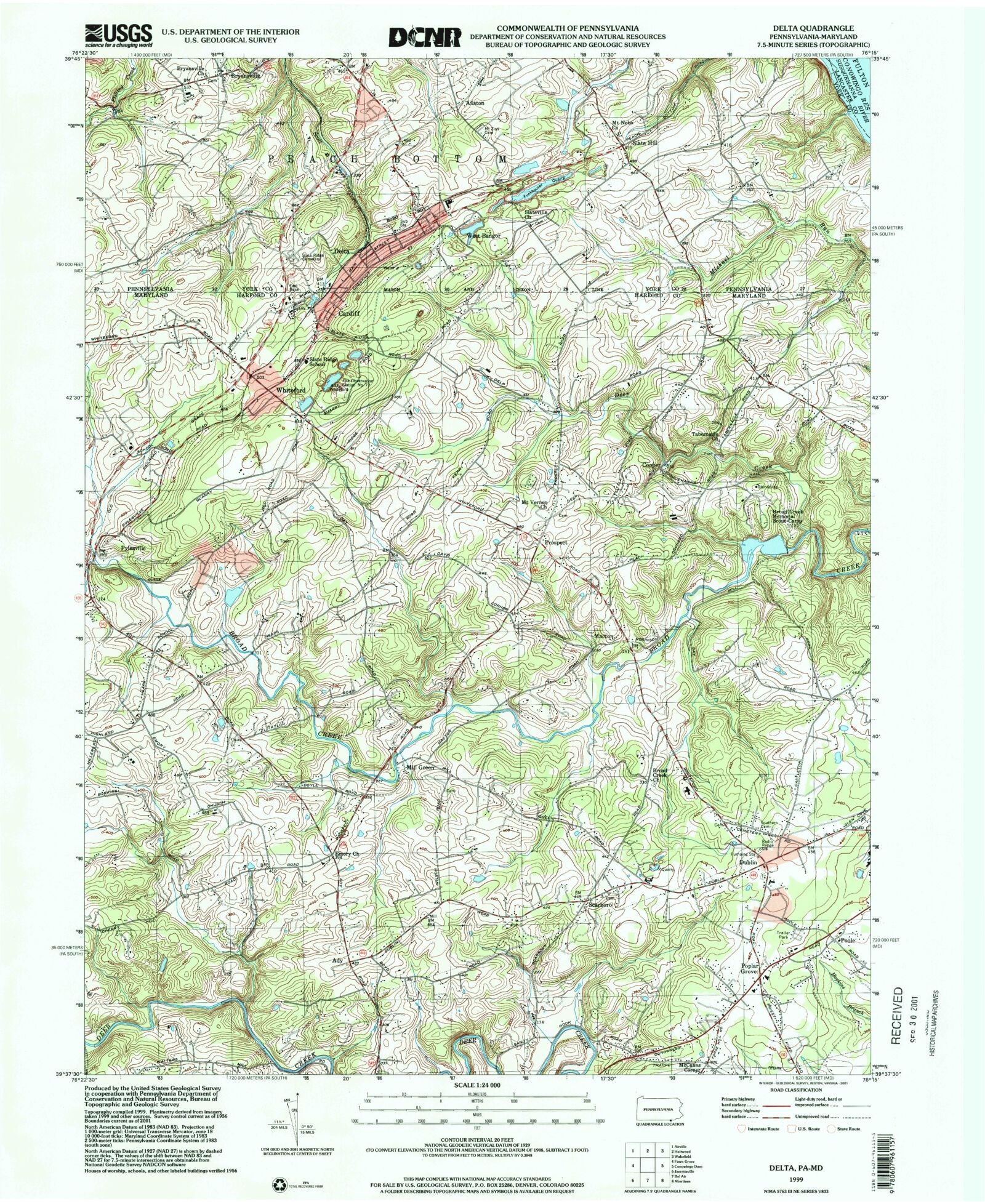 Classic USGS Delta Pennsylvania 7.5'x7.5' Topo Map – MyTopo Map Store
