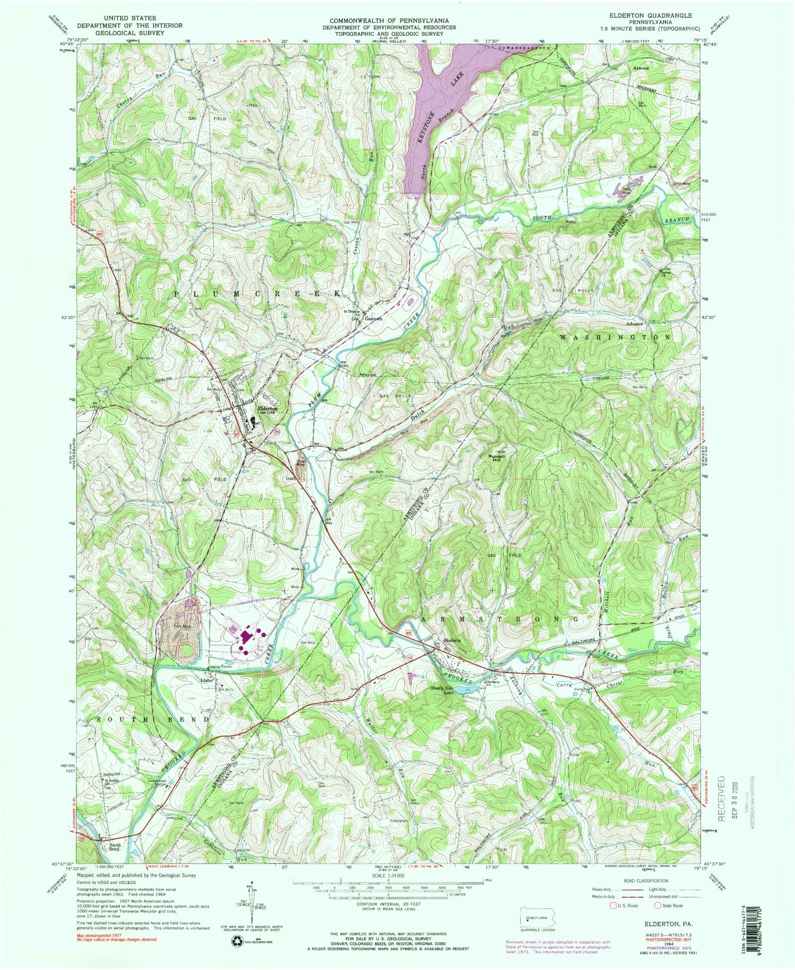 Classic USGS Elderton Pennsylvania 7.5'x7.5' Topo Map – MyTopo Map Store
