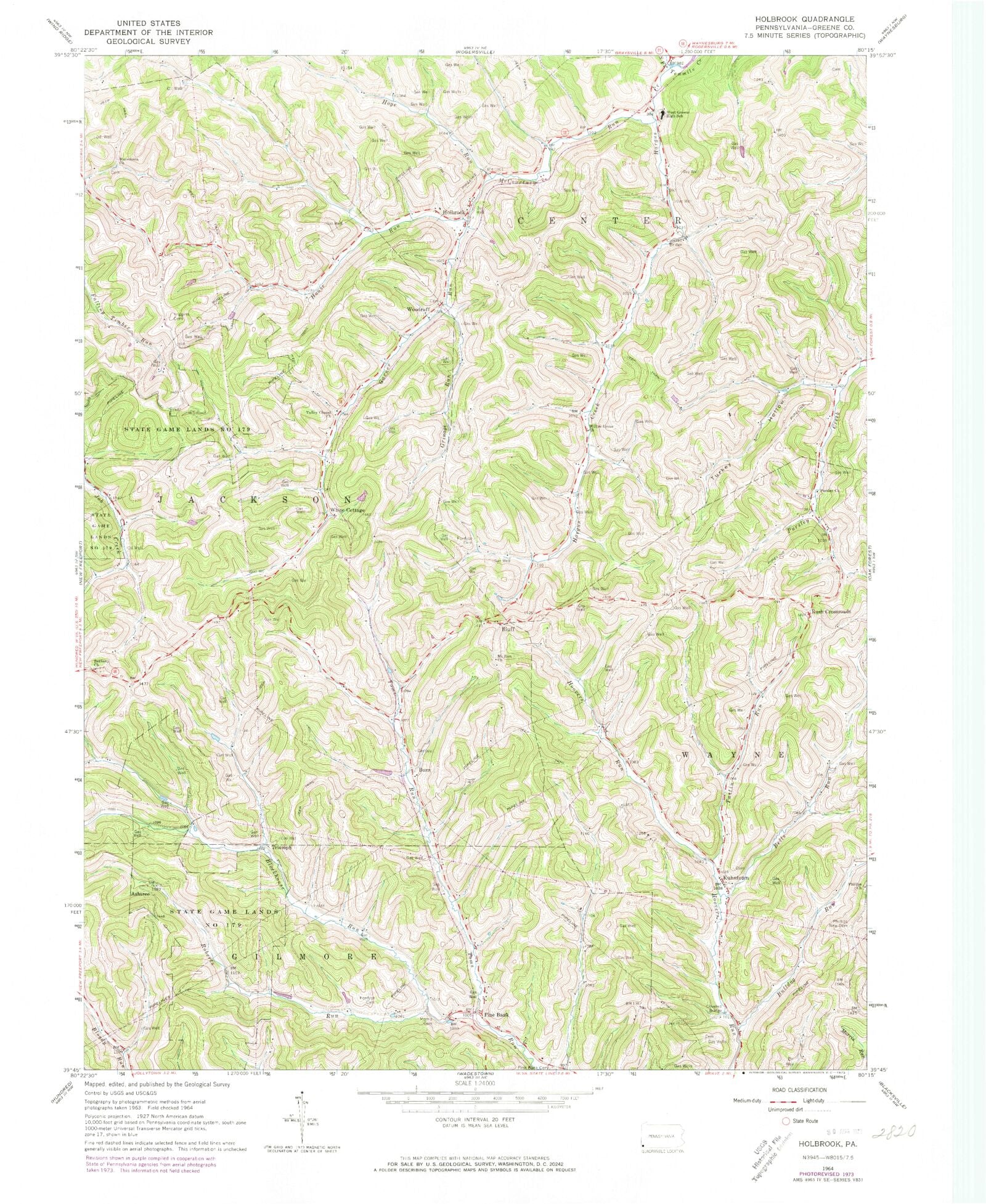 Classic USGS Holbrook Pennsylvania 7.5'x7.5' Topo Map – MyTopo Map Store