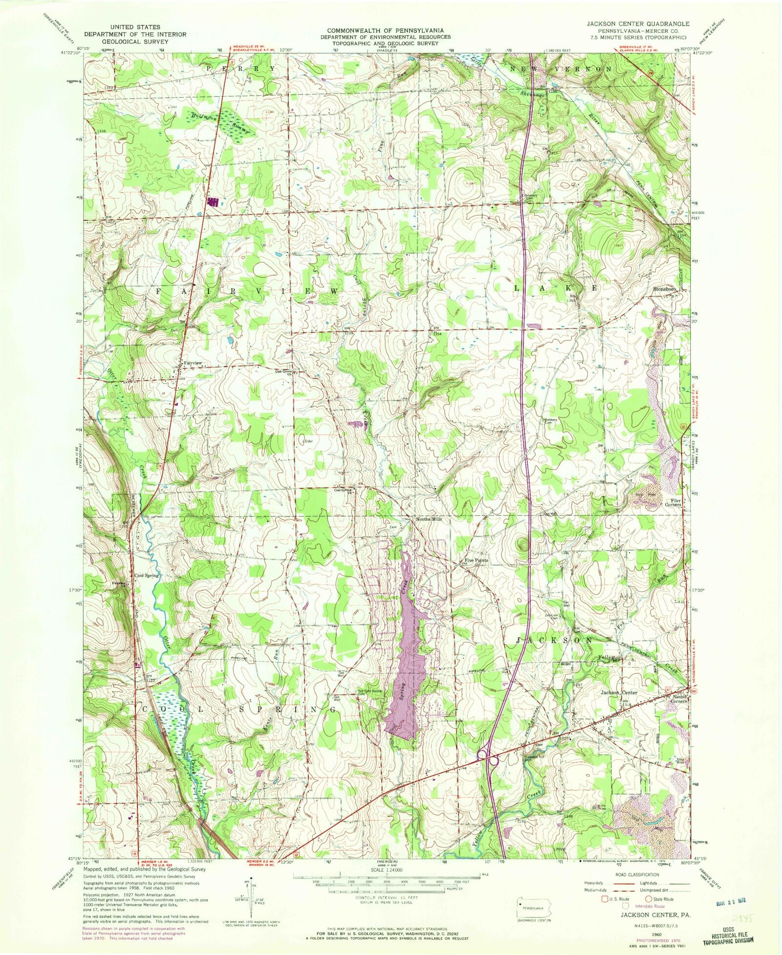 Classic USGS Jackson Center Pennsylvania 7.5'x7.5' Topo Map – MyTopo ...