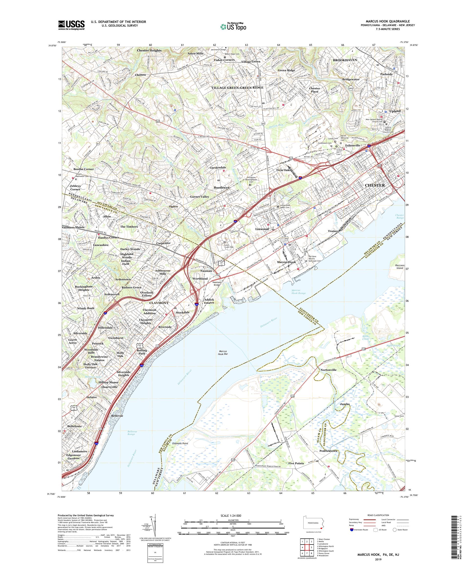 Marcus Hook Pennsylvania US Topo Map – MyTopo Map Store