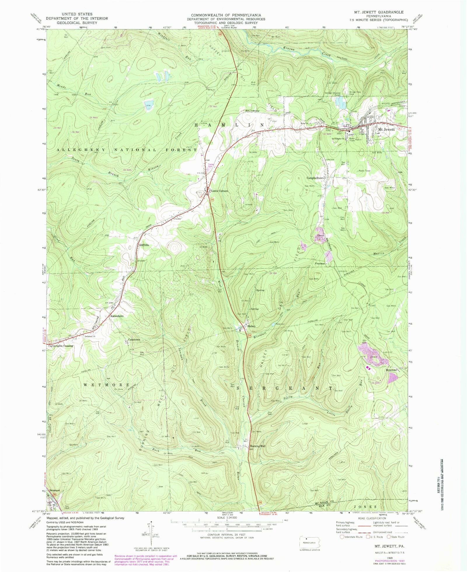 Classic USGS Mount Jewett Pennsylvania 7.5'x7.5' Topo Map – MyTopo Map ...