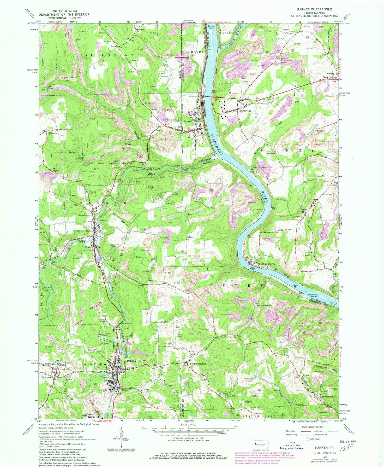Classic USGS Parker Pennsylvania 7.5'x7.5' Topo Map – MyTopo Map Store