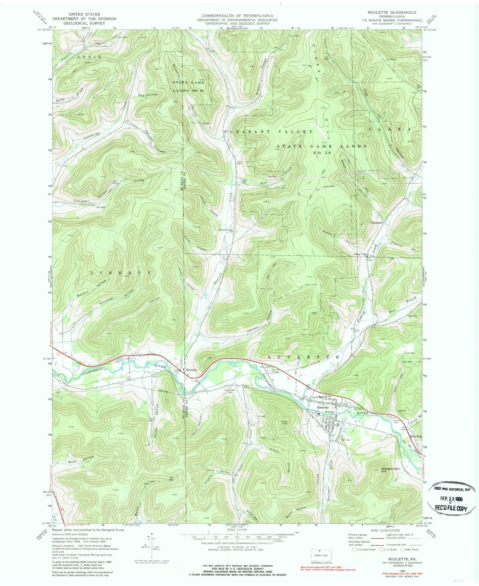 Classic USGS Roulette Pennsylvania 7.5'x7.5' Topo Map – MyTopo Map Store