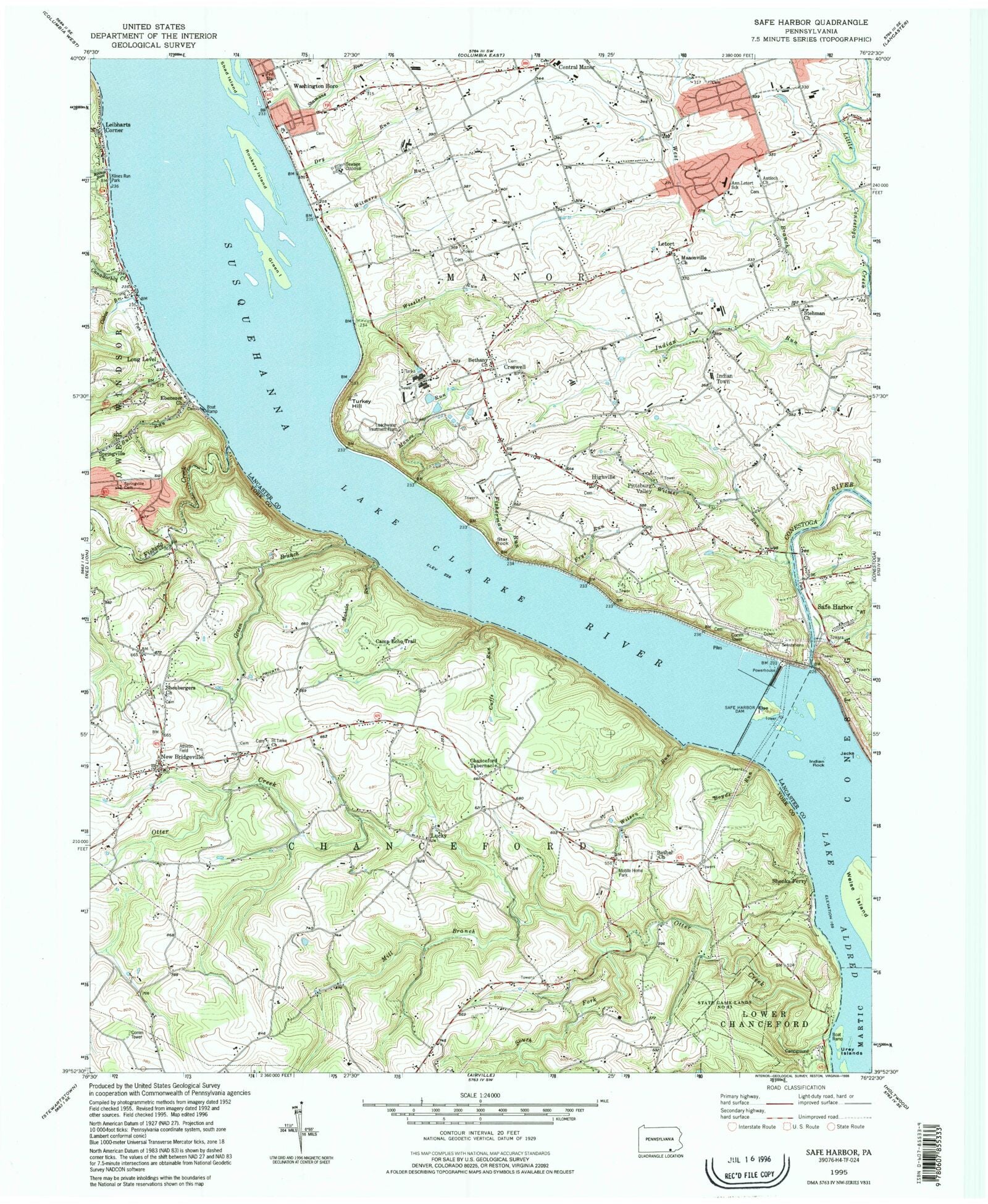 Classic USGS Safe Harbor Pennsylvania 7.5'x7.5' Topo Map – MyTopo Map Store