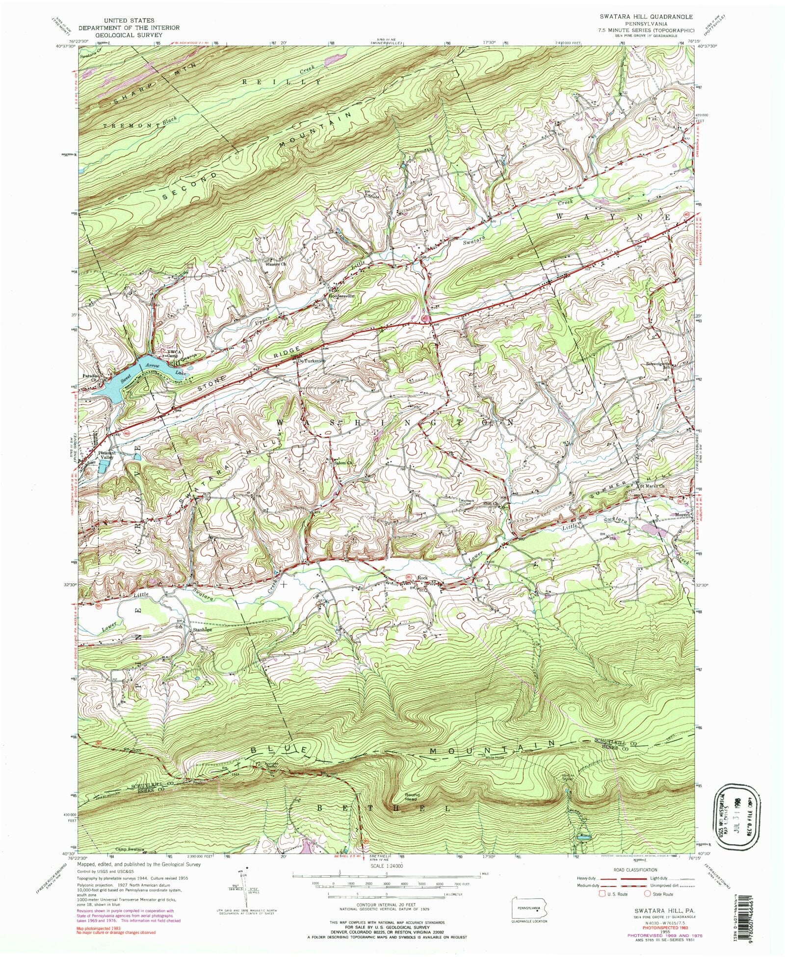 Classic USGS Swatara Hill Pennsylvania 7.5'x7.5' Topo Map – MyTopo Map ...