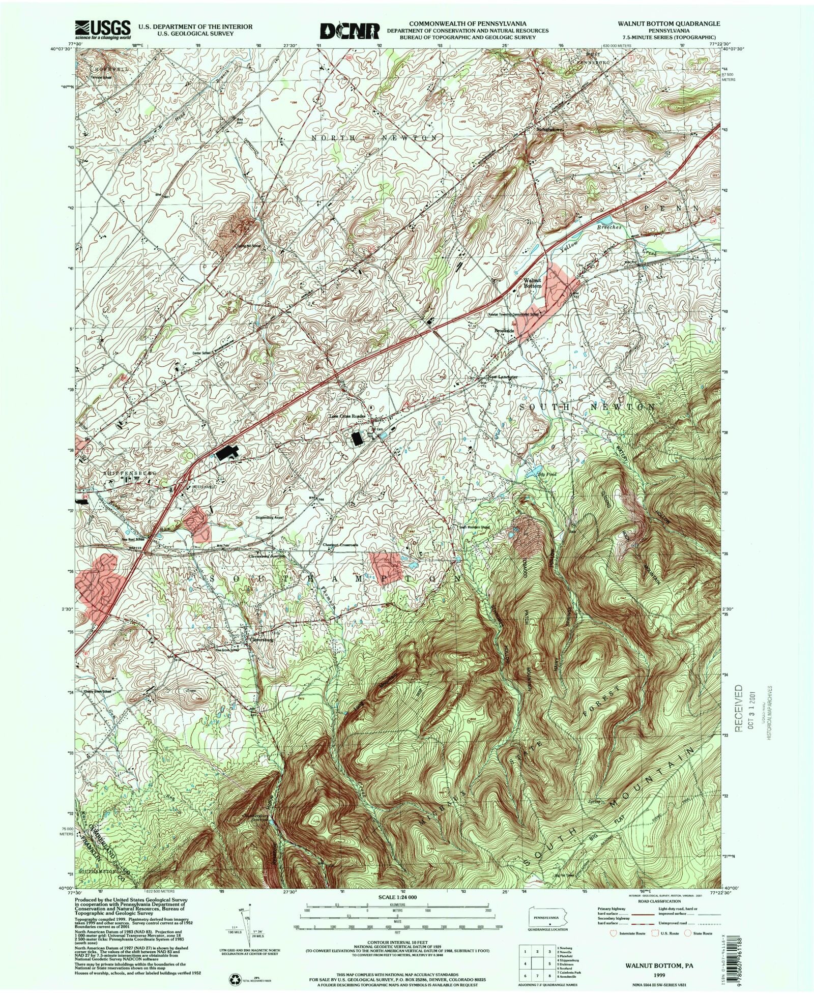 Classic USGS Walnut Bottom Pennsylvania 7.5'x7.5' Topo Map – MyTopo Map ...