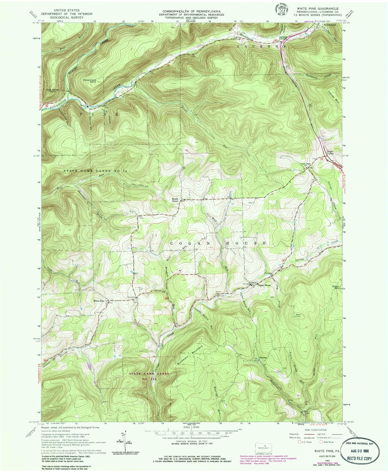 Classic USGS White Pine Pennsylvania 7.5'x7.5' Topo Map – MyTopo Map Store