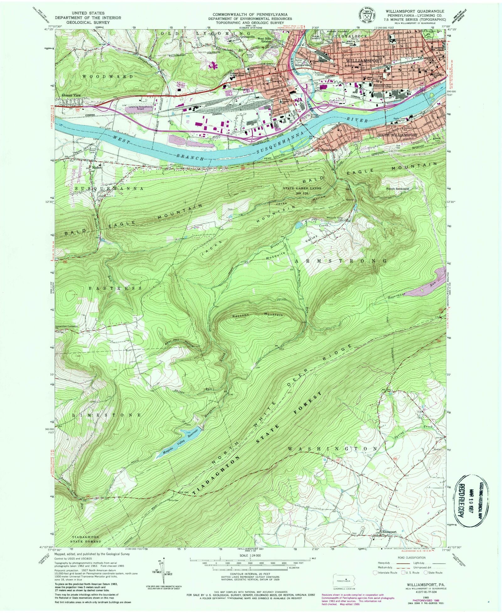 Classic USGS Williamsport Pennsylvania 7.5'x7.5' Topo Map – MyTopo Map ...