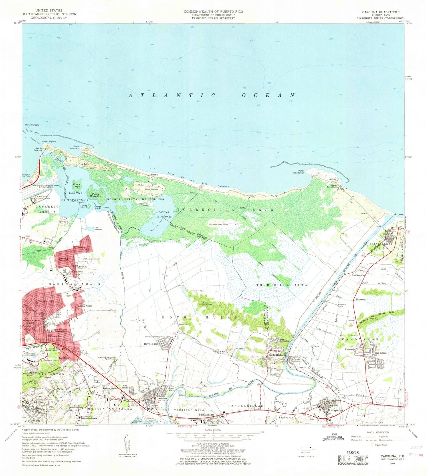 Classic USGS Carolina Puerto Rico 7.5'x7.5' Topo Map – MyTopo Map Store