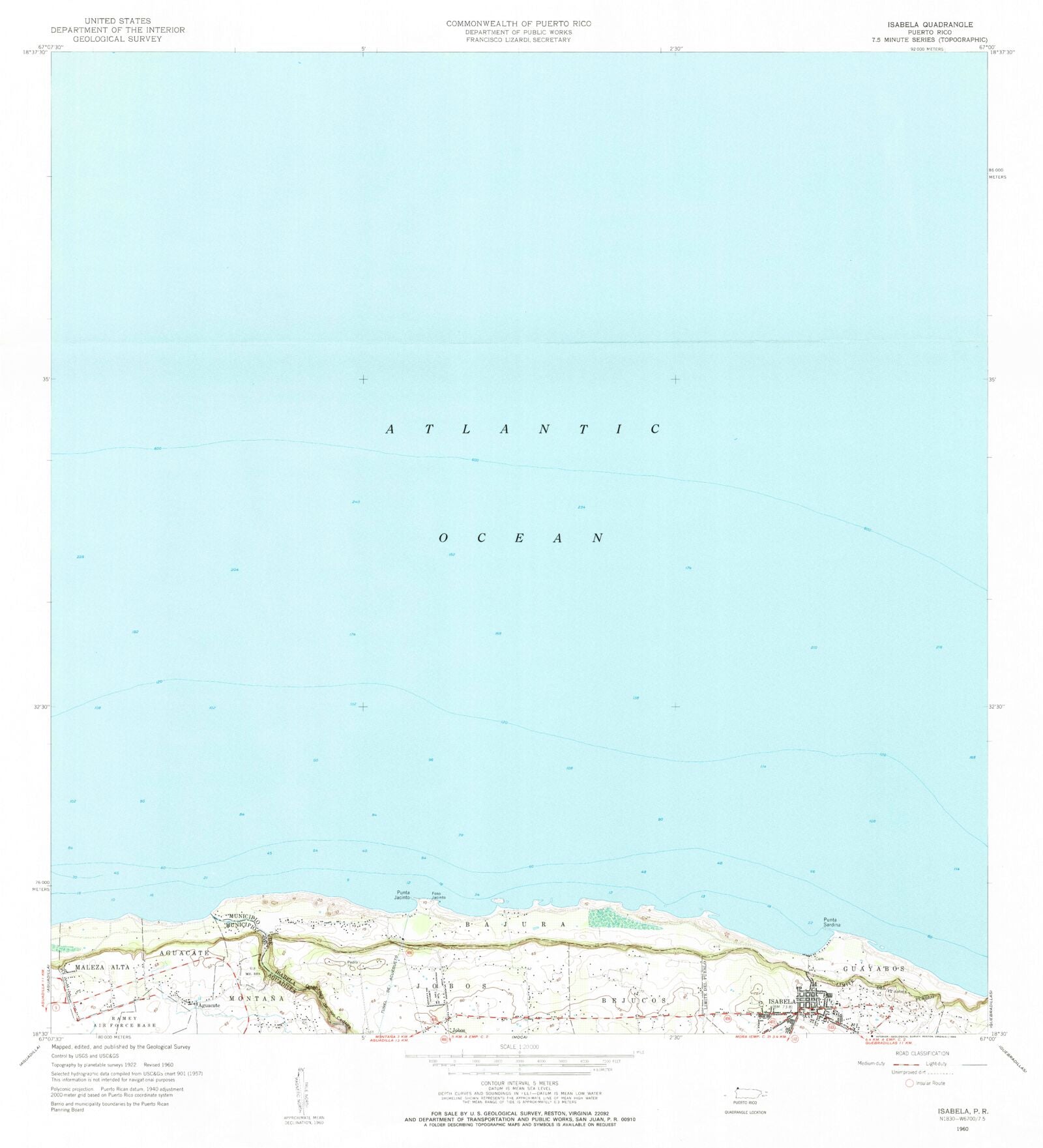 Classic USGS Isabela Puerto Rico 7.5'x7.5' Topo Map – MyTopo Map Store