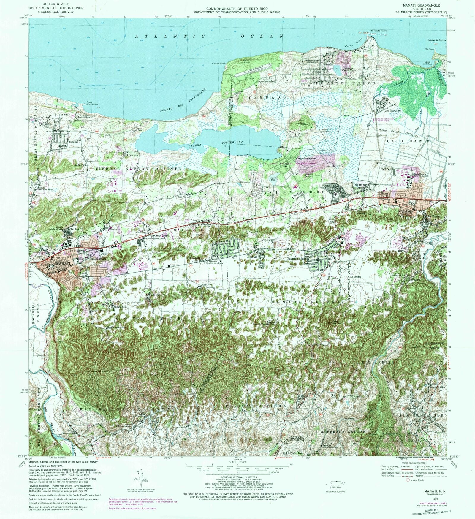 Classic USGS Manati Puerto Rico 7.5'x7.5' Topo Map – MyTopo Map Store