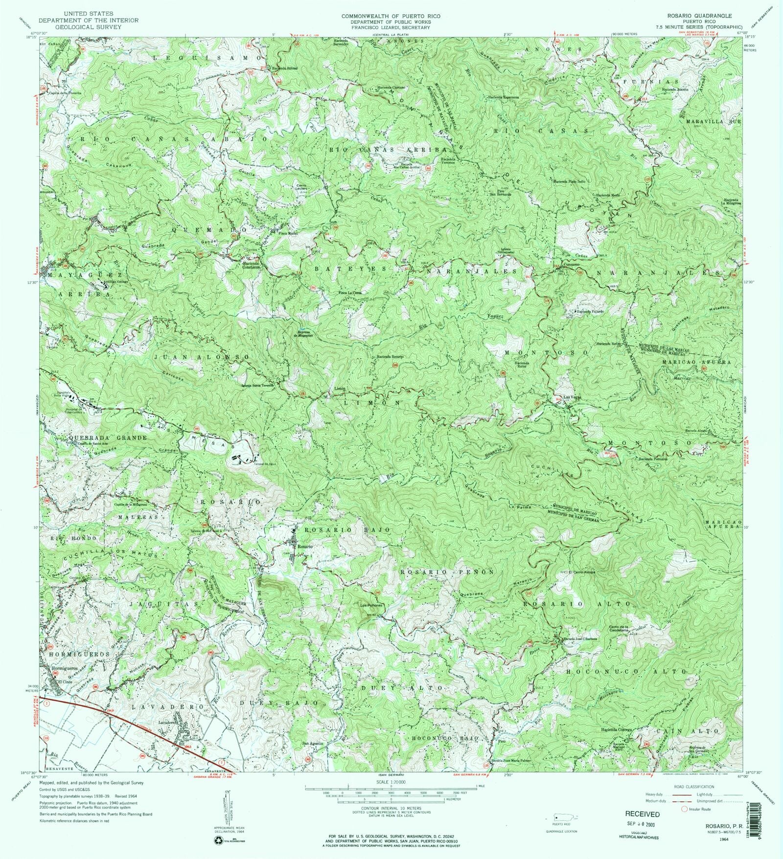 Classic USGS Rosario Puerto Rico 7.5'x7.5' Topo Map – MyTopo Map Store