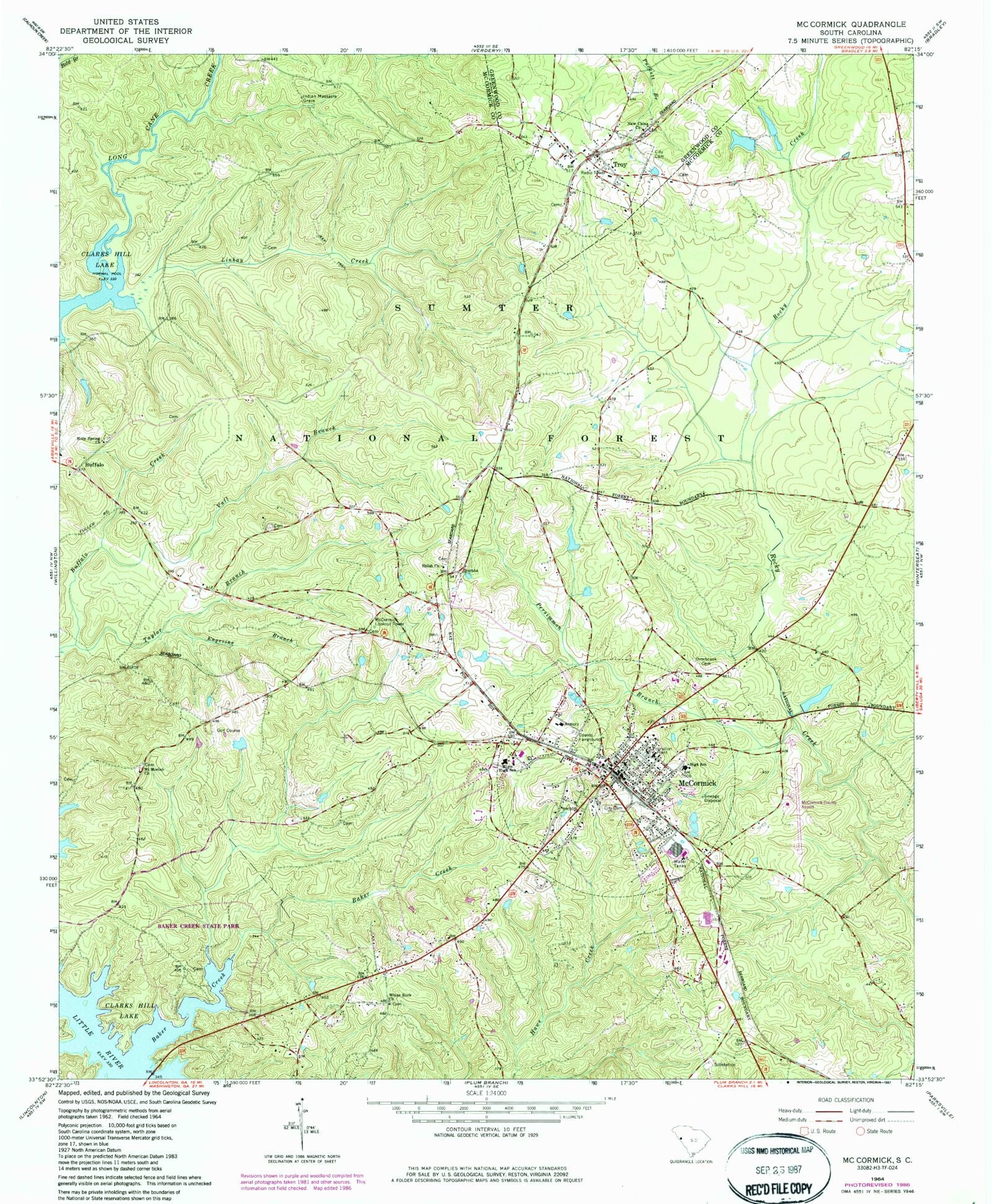 Classic USGS McCormick South Carolina 7.5'x7.5' Topo Map – MyTopo Map Store
