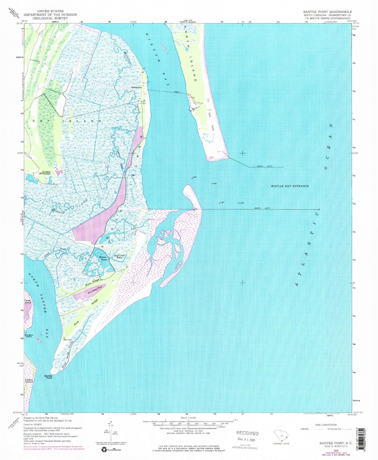 Classic USGS Santee Point South Carolina 7.5'x7.5' Topo Map – MyTopo ...
