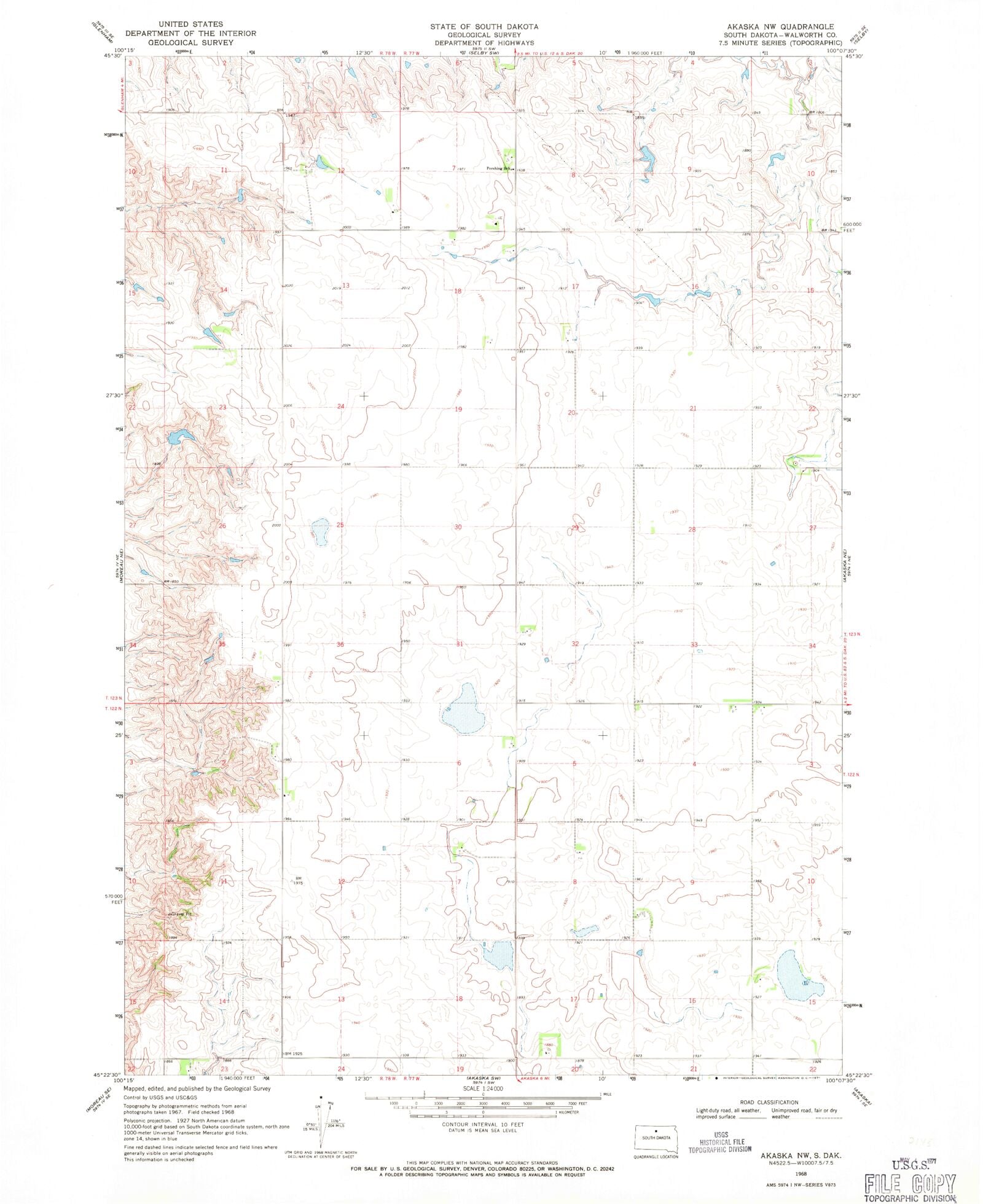 Classic USGS Akaska NW South Dakota 7.5'x7.5' Topo Map – MyTopo Map Store