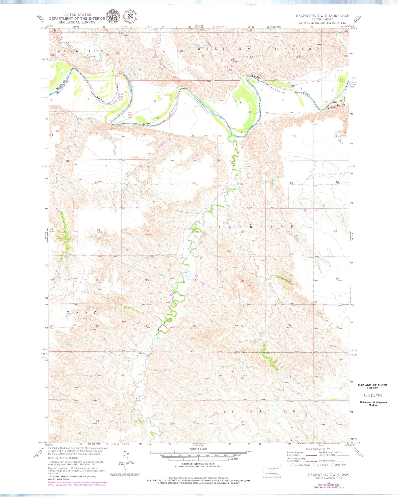 Classic USGS Badnation NW South Dakota 7.5'x7.5' Topo Map – MyTopo Map ...