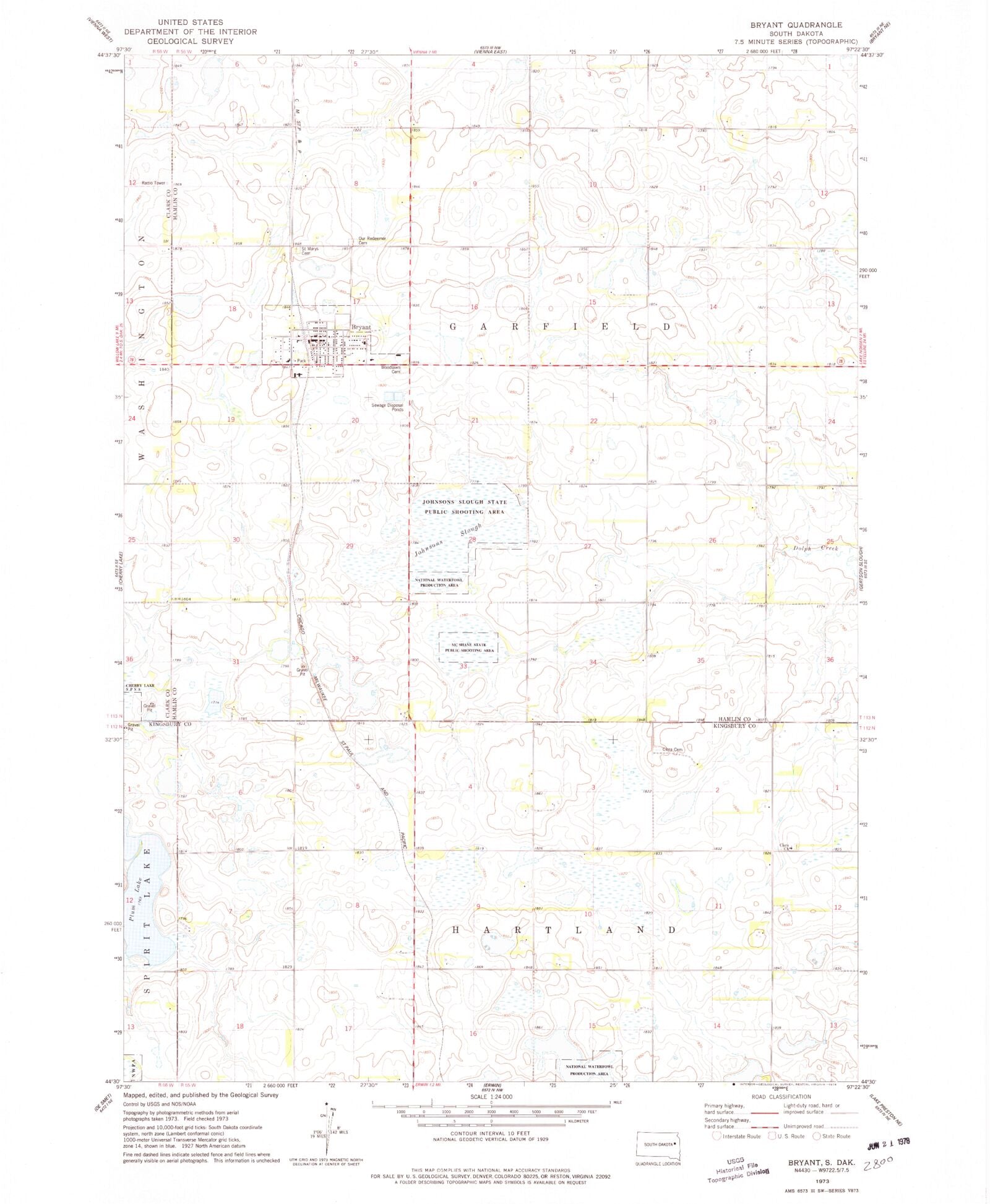 Classic USGS Bryant South Dakota 7.5'x7.5' Topo Map – MyTopo Map Store