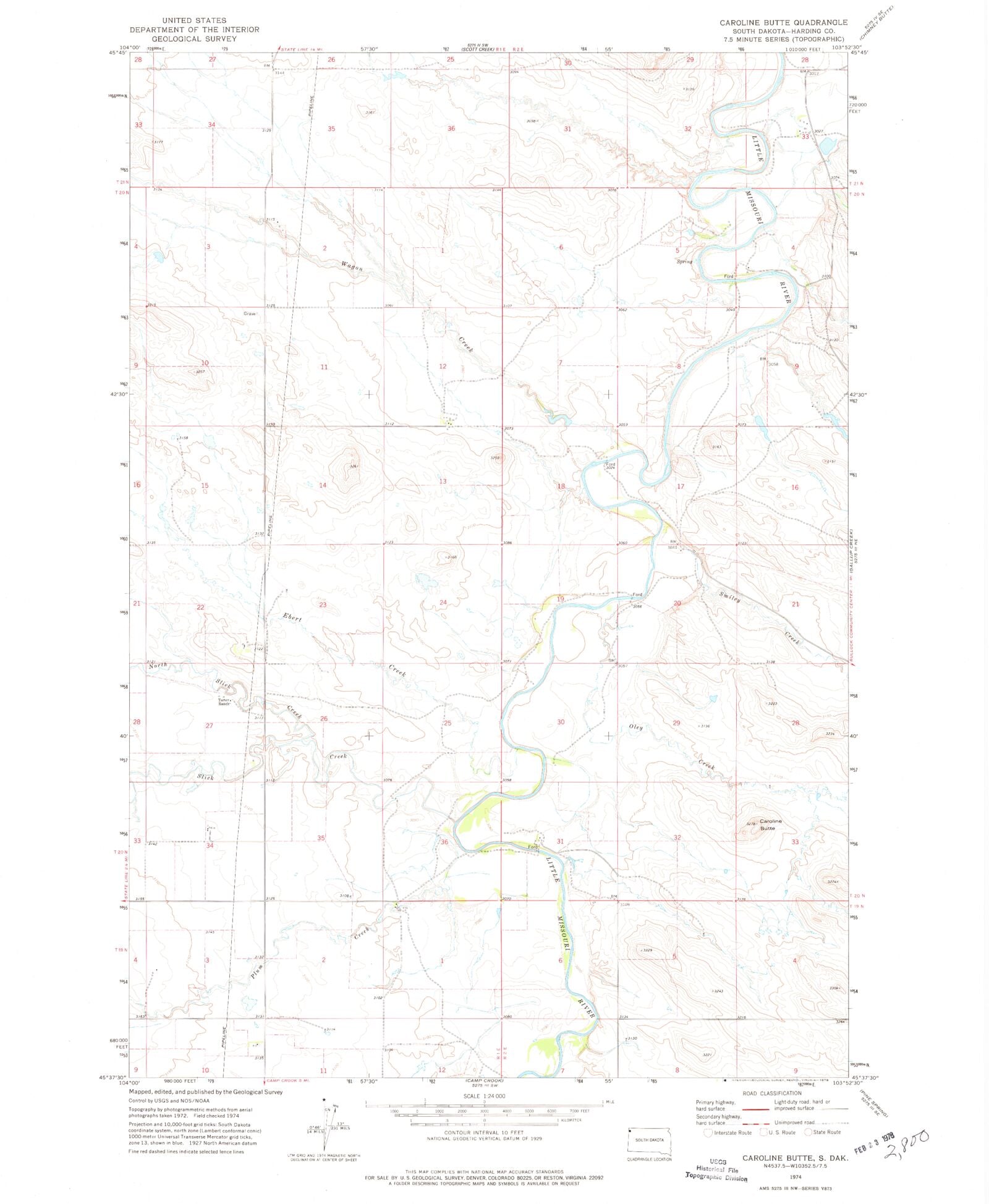 Classic USGS Caroline Butte South Dakota 7.5'x7.5' Topo Map – MyTopo ...