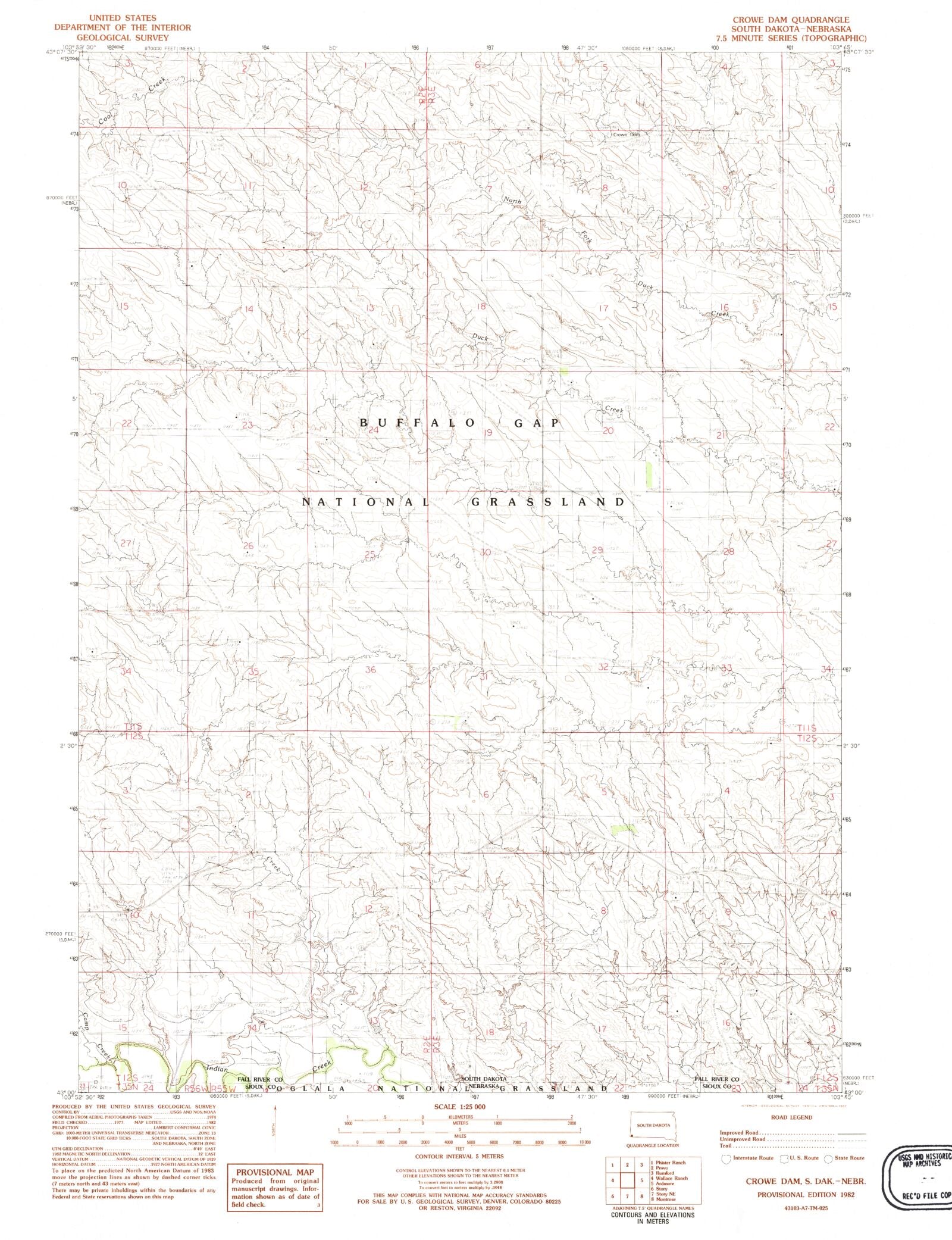 Classic USGS Crowe Dam South Dakota 7.5'x7.5' Topo Map – MyTopo Map Store
