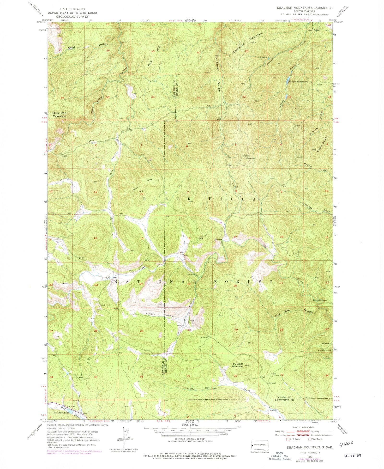 Classic USGS Deadman Mountain South Dakota 7.5'x7.5' Topo Map – MyTopo ...