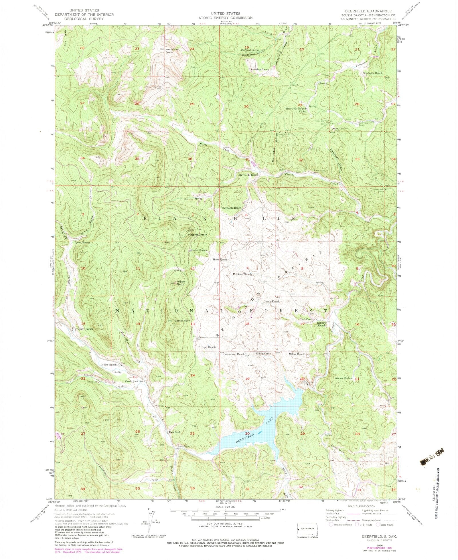 Classic USGS Deerfield South Dakota 7.5'x7.5' Topo Map – MyTopo Map Store
