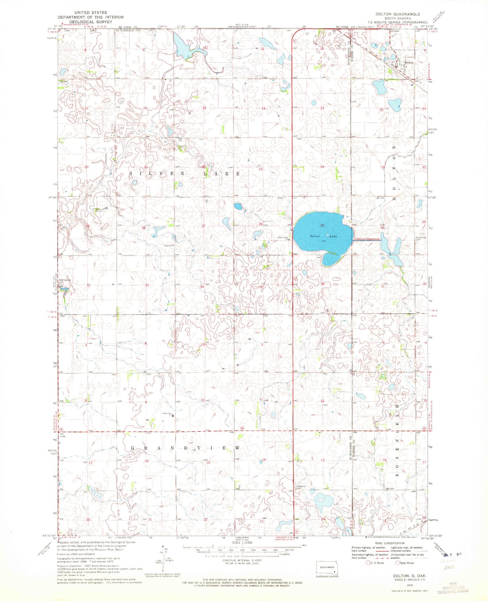 Classic USGS Dolton South Dakota 7.5'x7.5' Topo Map – MyTopo Map Store