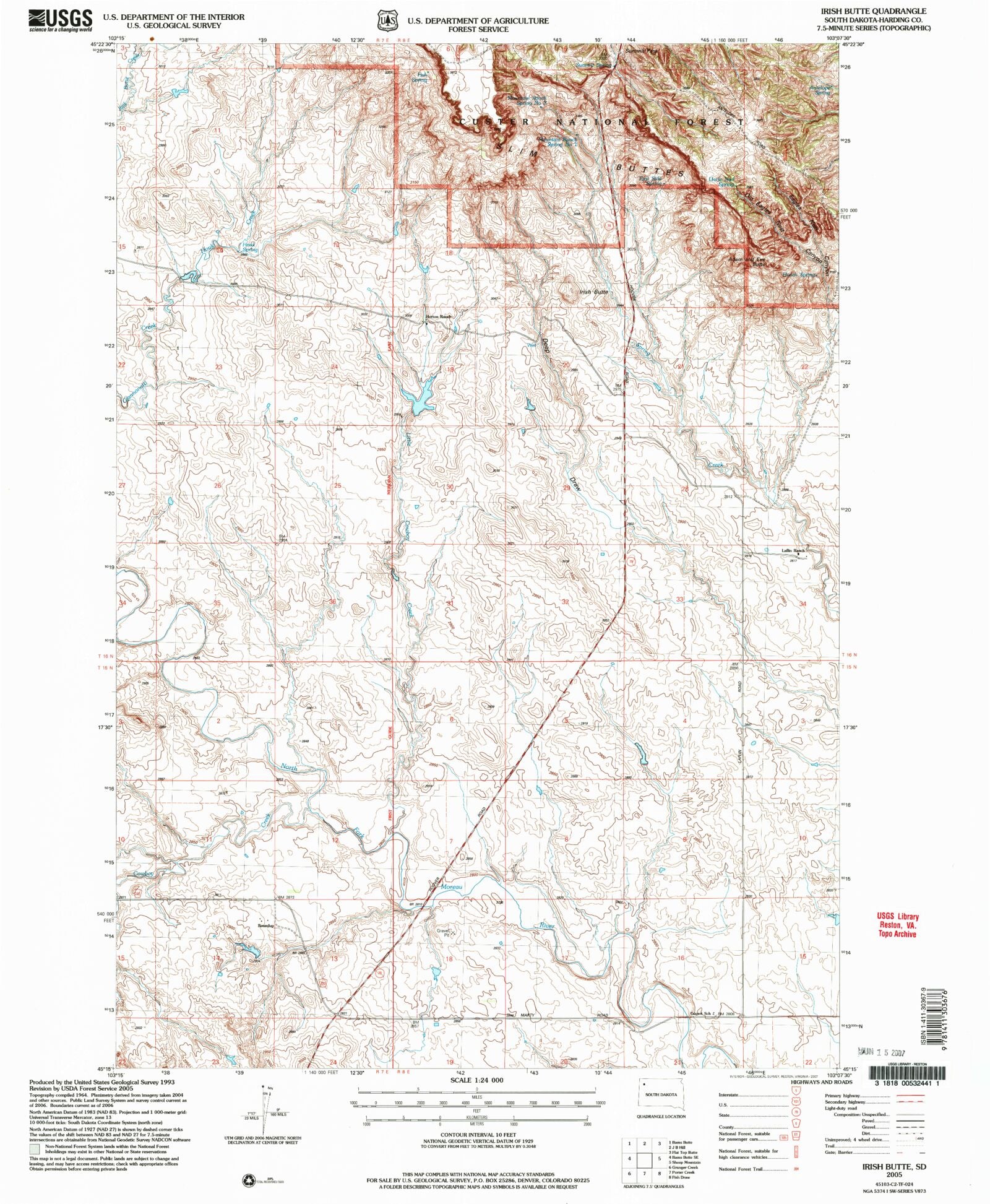 Classic USGS Irish Butte South Dakota 7.5'x7.5' Topo Map – MyTopo Map Store