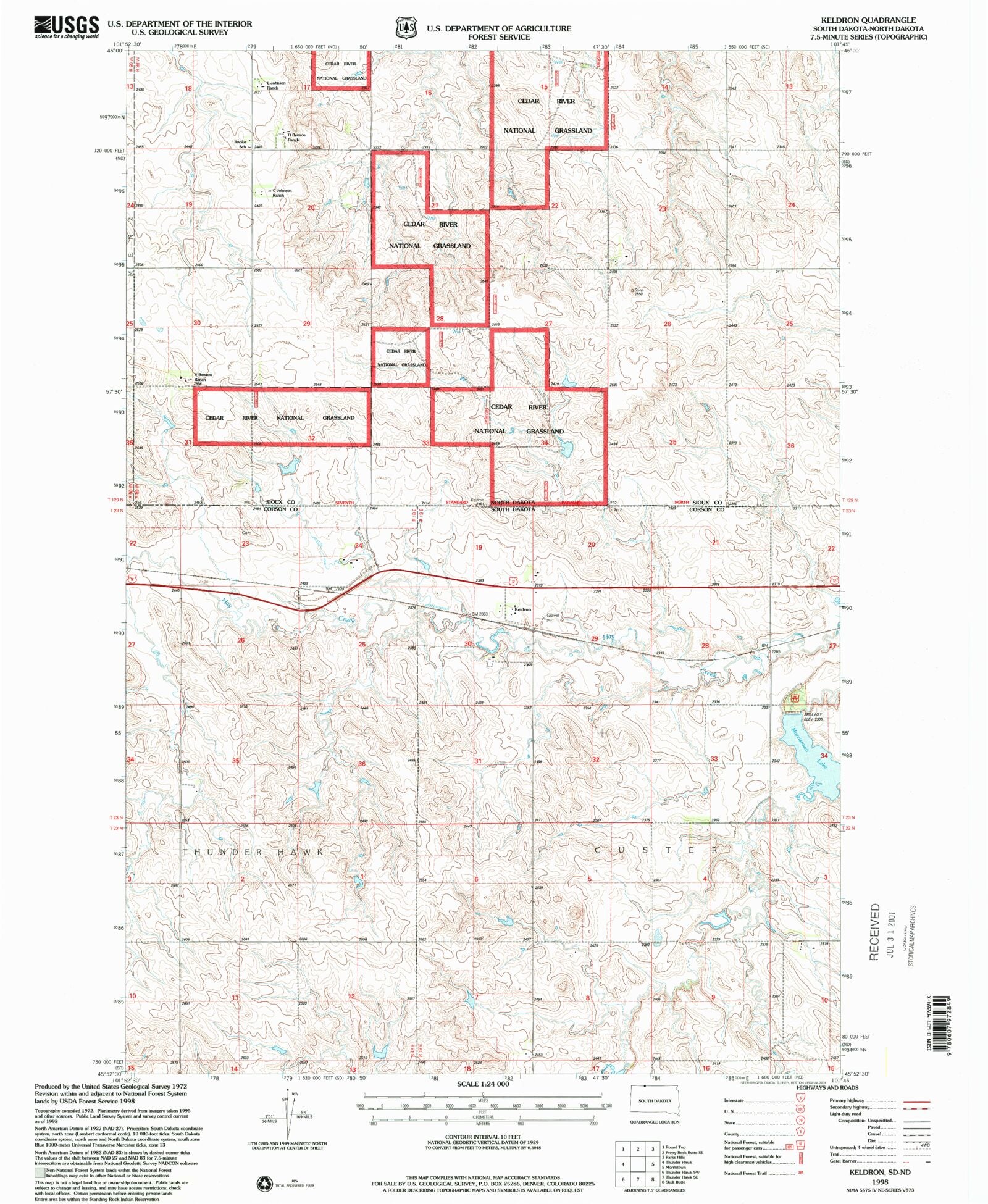 Classic USGS Keldron South Dakota 7.5'x7.5' Topo Map – MyTopo Map Store