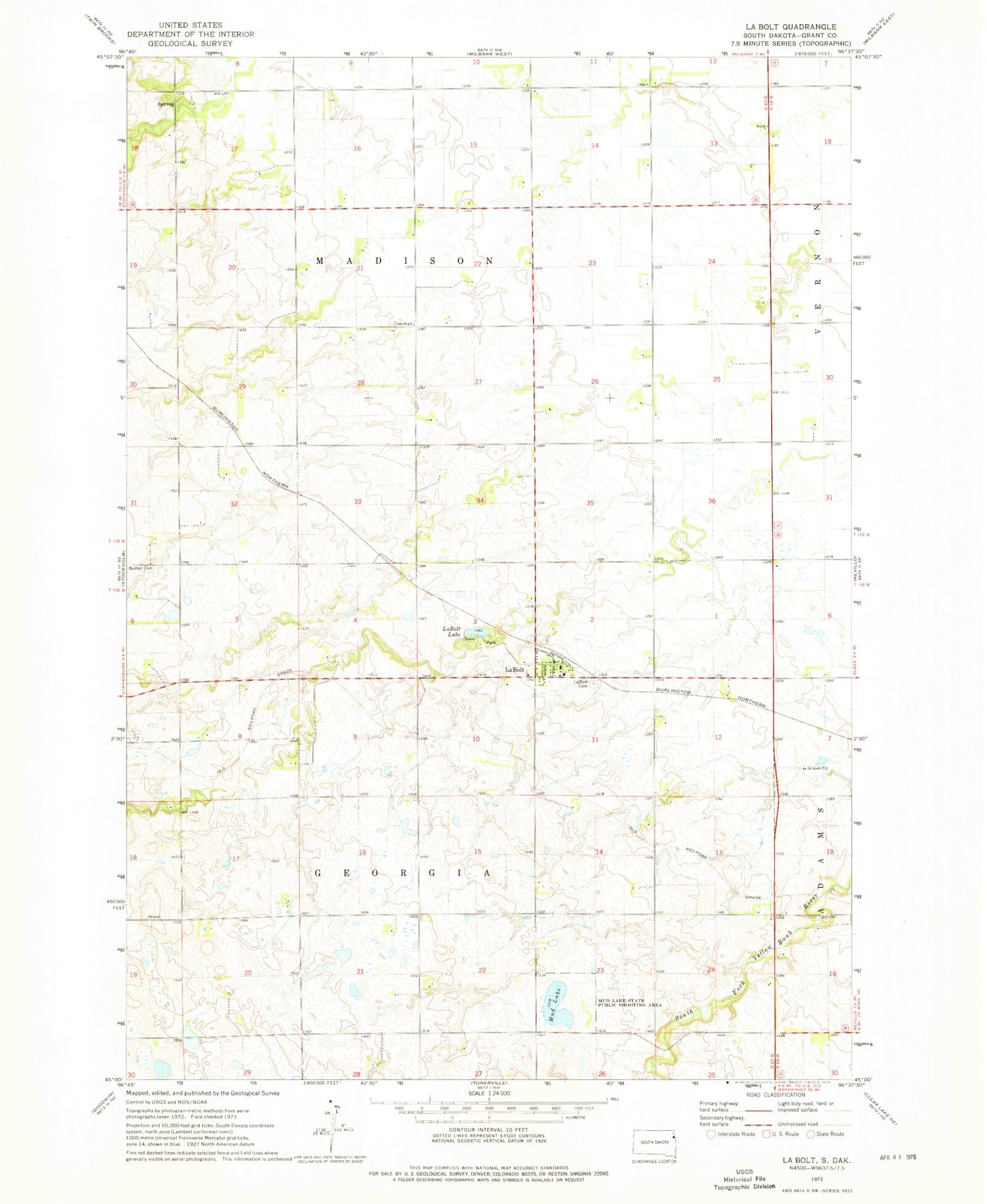 Classic USGS LaBolt South Dakota 7.5'x7.5' Topo Map – MyTopo Map Store