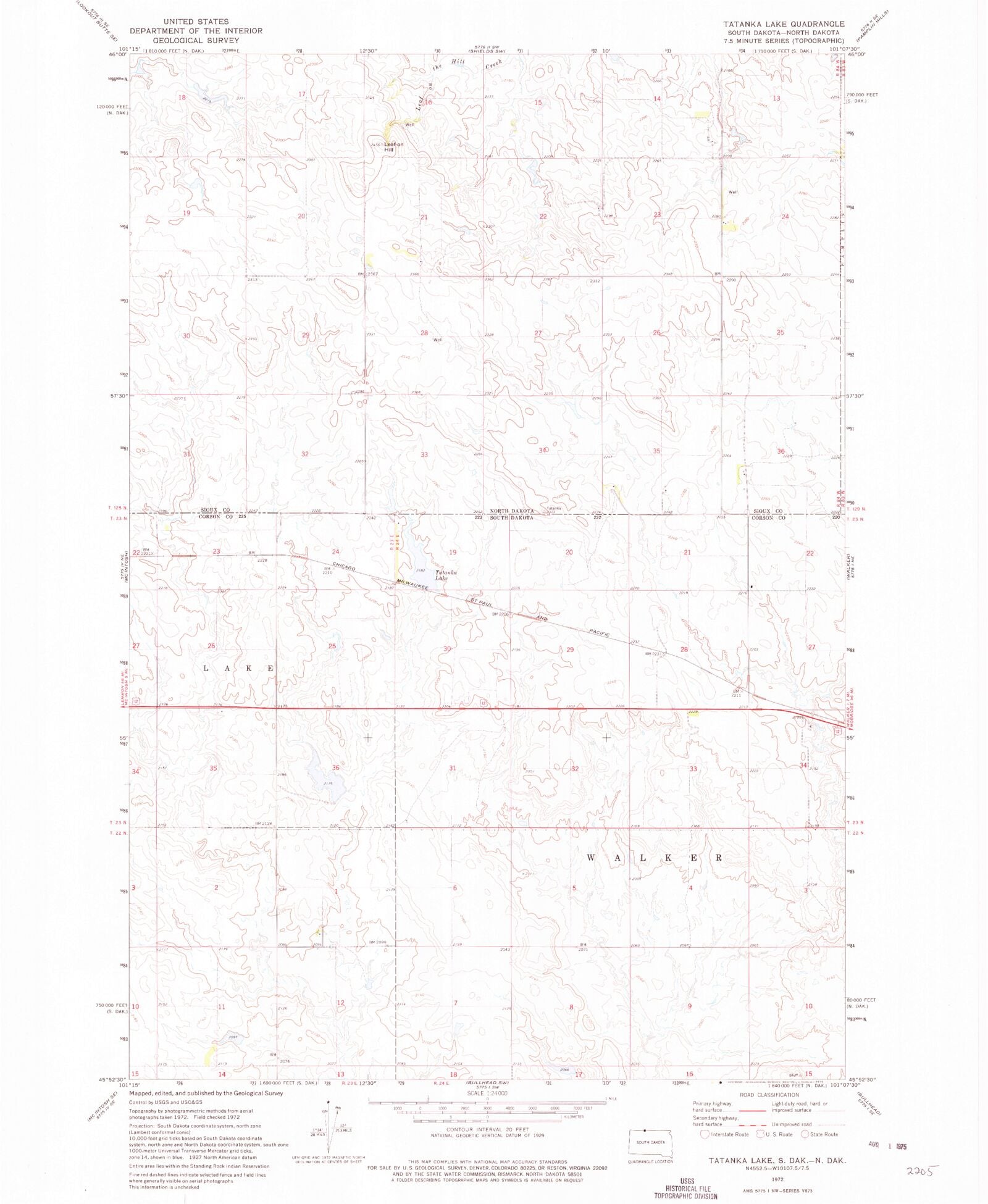Classic USGS Tatanka Lake South Dakota 7.5'x7.5' Topo Map – MyTopo Map ...