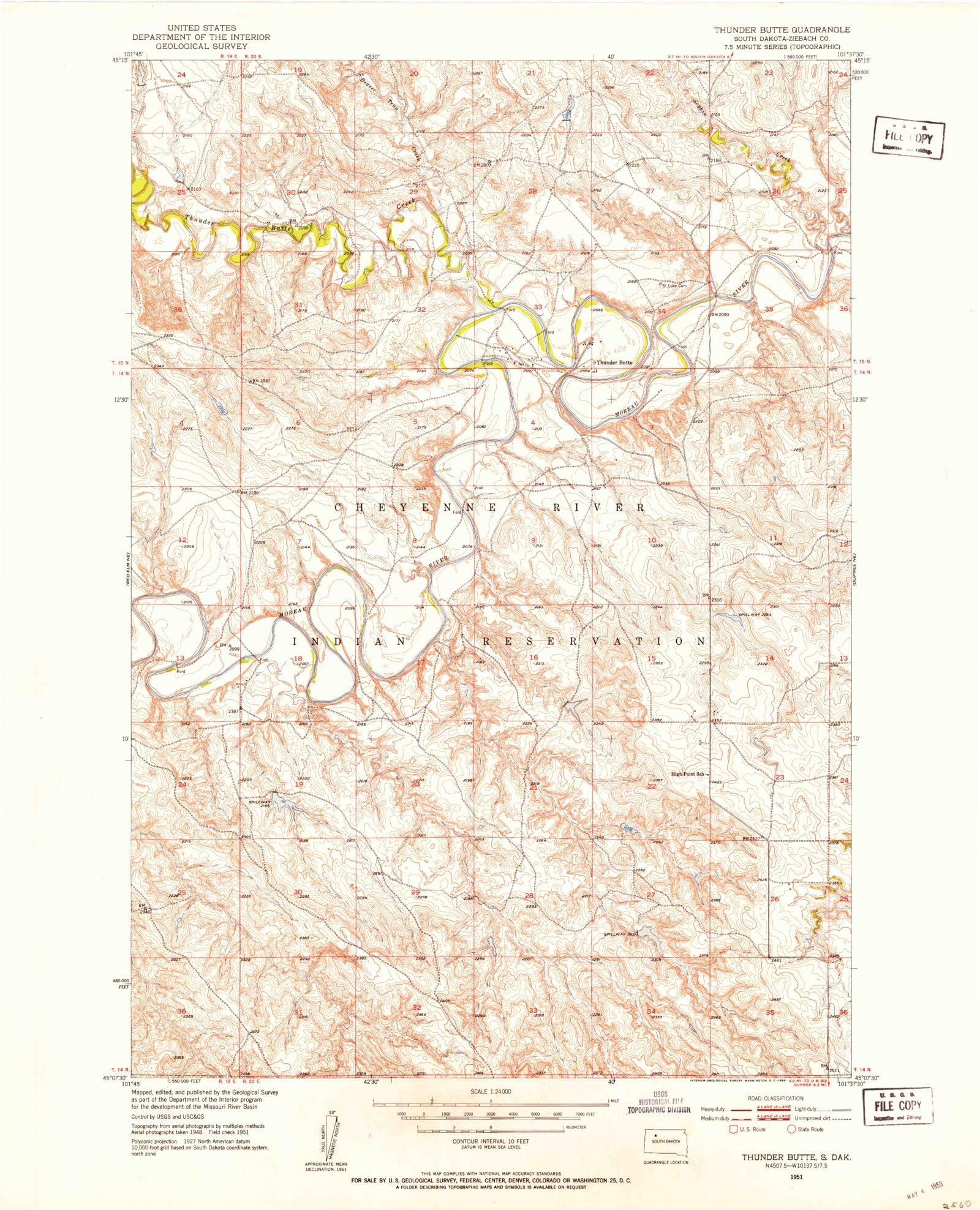 Classic USGS Thunder Butte South Dakota 7.5'x7.5' Topo Map – MyTopo Map ...