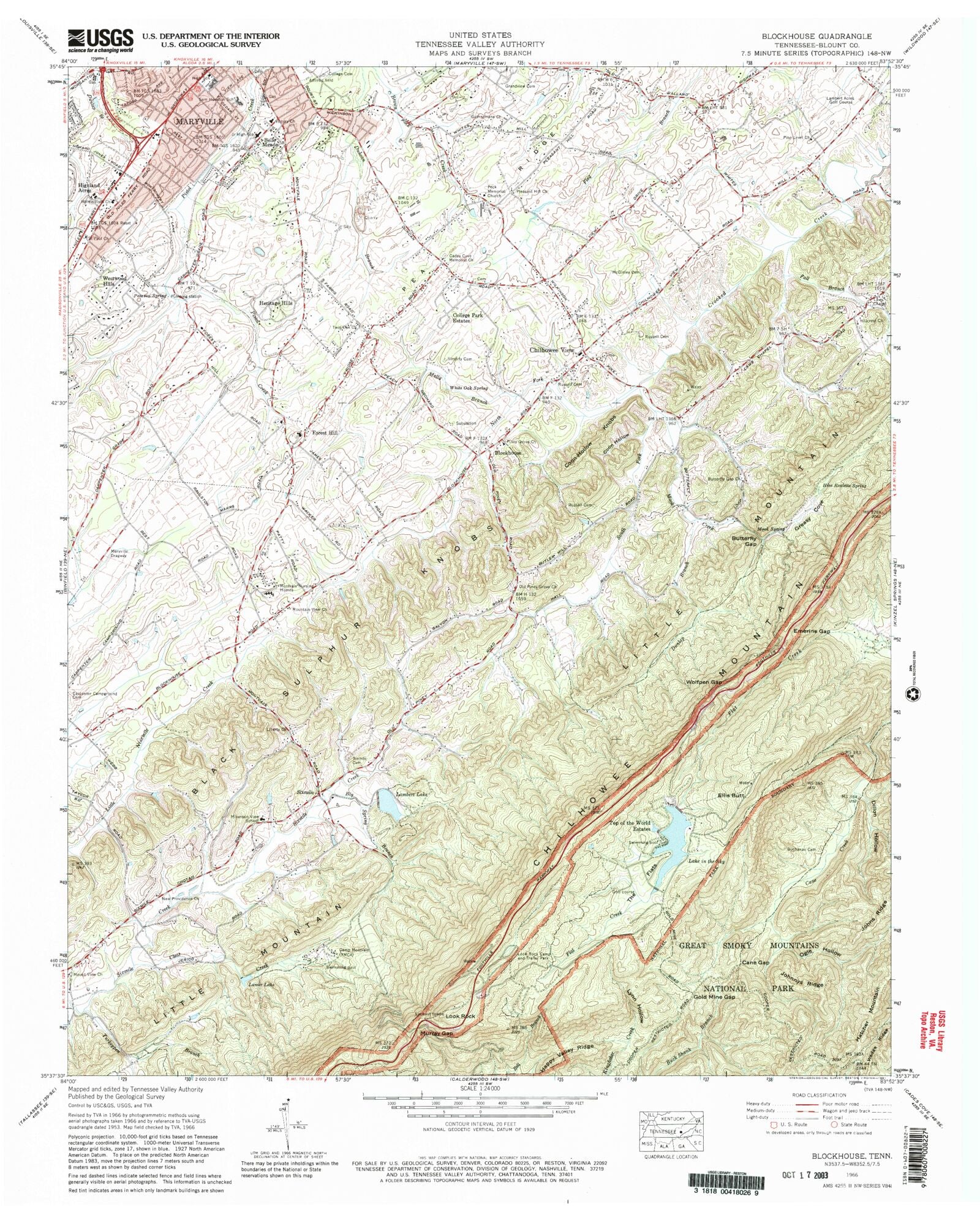 Classic USGS Blockhouse Tennessee 7.5'x7.5' Topo Map – MyTopo Map Store