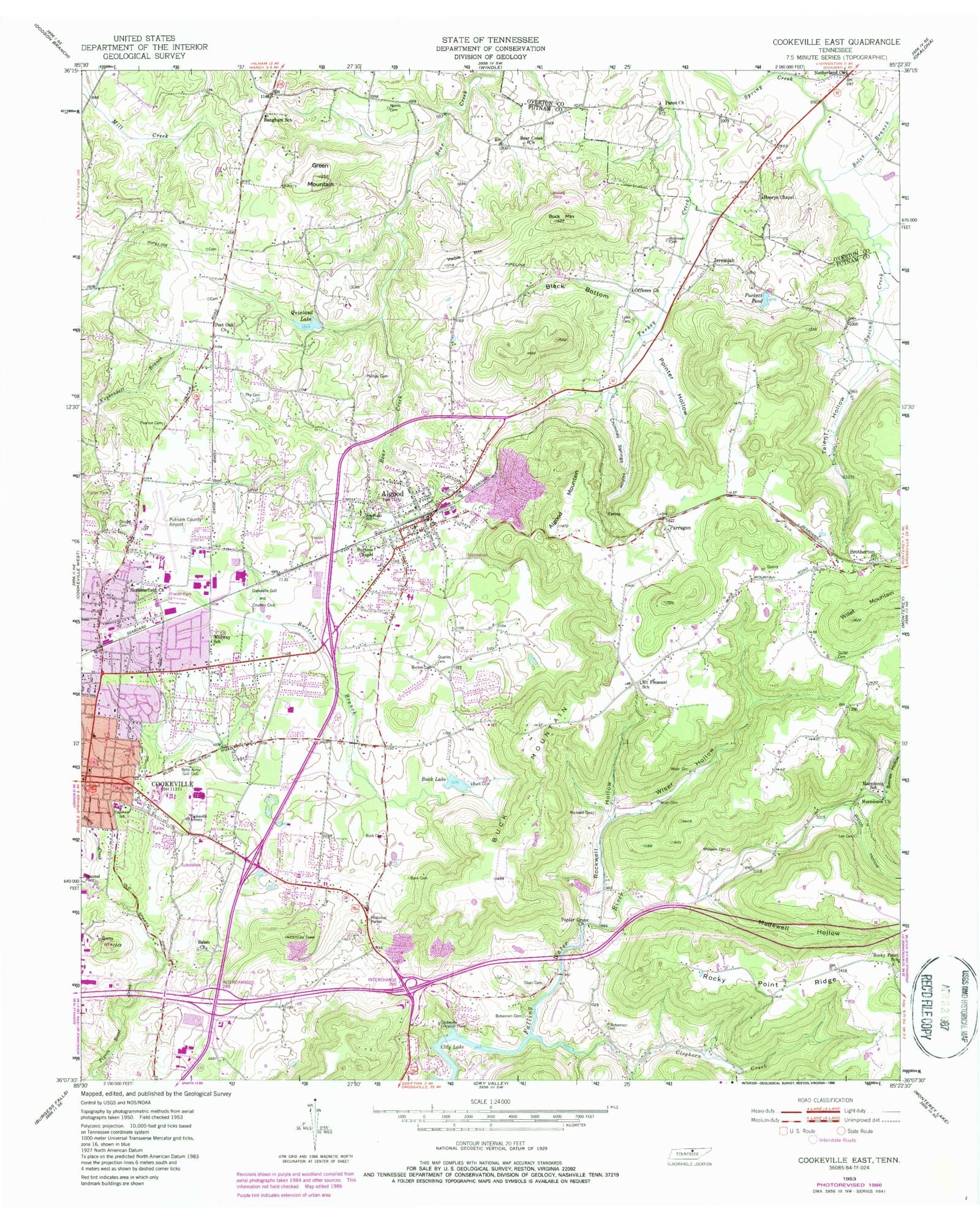 Classic USGS Cookeville East Tennessee 7.5'x7.5' Topo Map – MyTopo Map ...