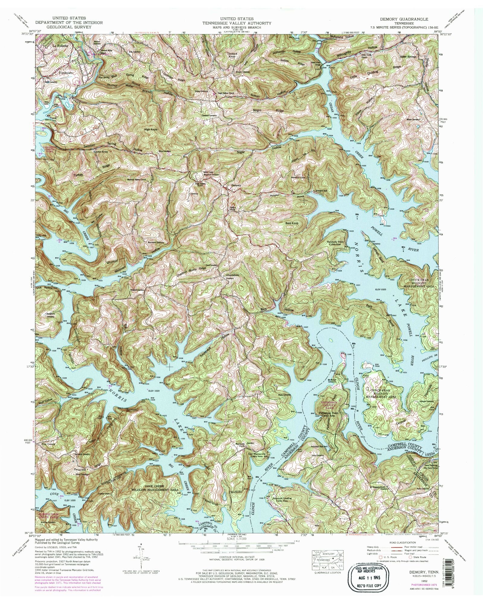 Classic USGS Demory Tennessee 7.5'x7.5' Topo Map – MyTopo Map Store